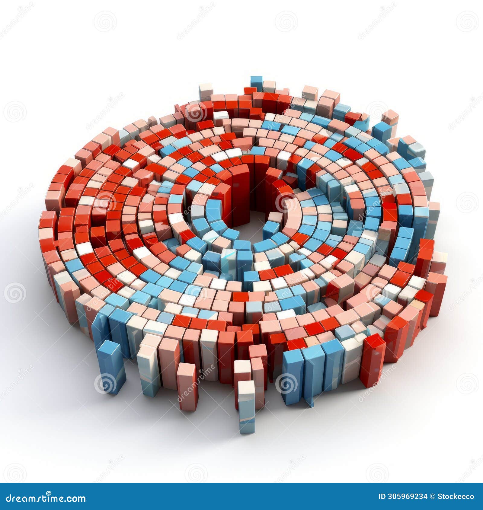 3d Mosaic Circle with Red and Blue Pieces - Deconstructivism ...