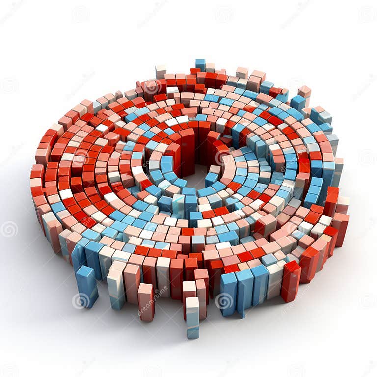 3d Mosaic Circle with Red and Blue Pieces - Deconstructivism ...
