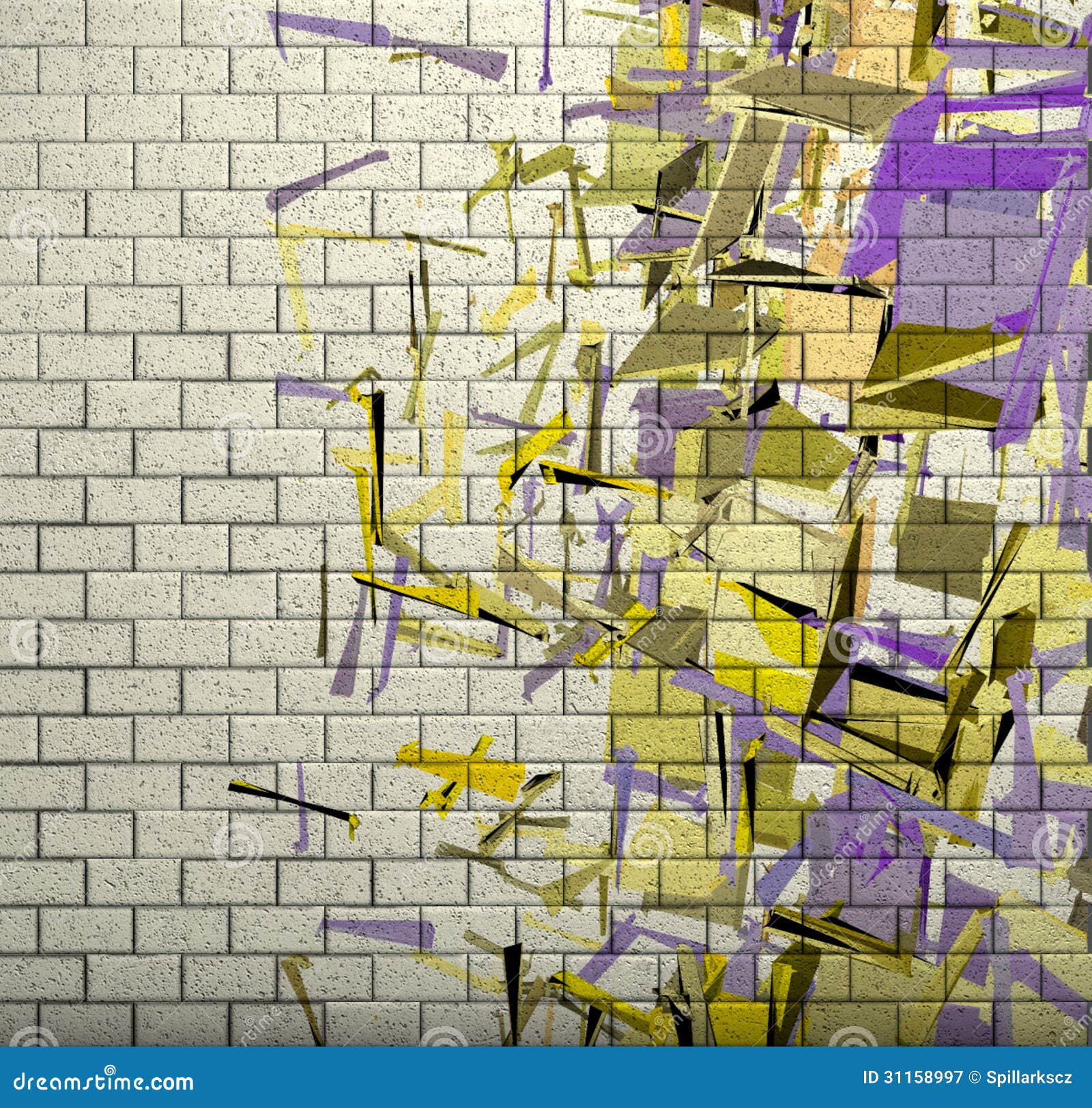 3d Mosaic Tile Brick Wall with Fragmented Pattern Stock Illustration ...