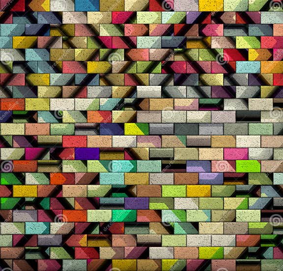3d Mosaic Tile Brick Wall in Multiple Color Pattern Stock Illustration ...