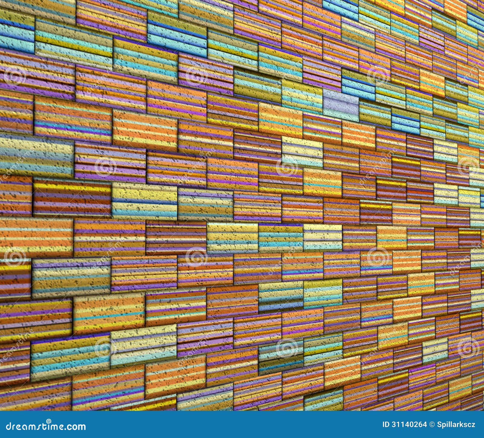 3d Mosaic Tile Brick Wall in Rainbow Stripe Stock Illustration ...