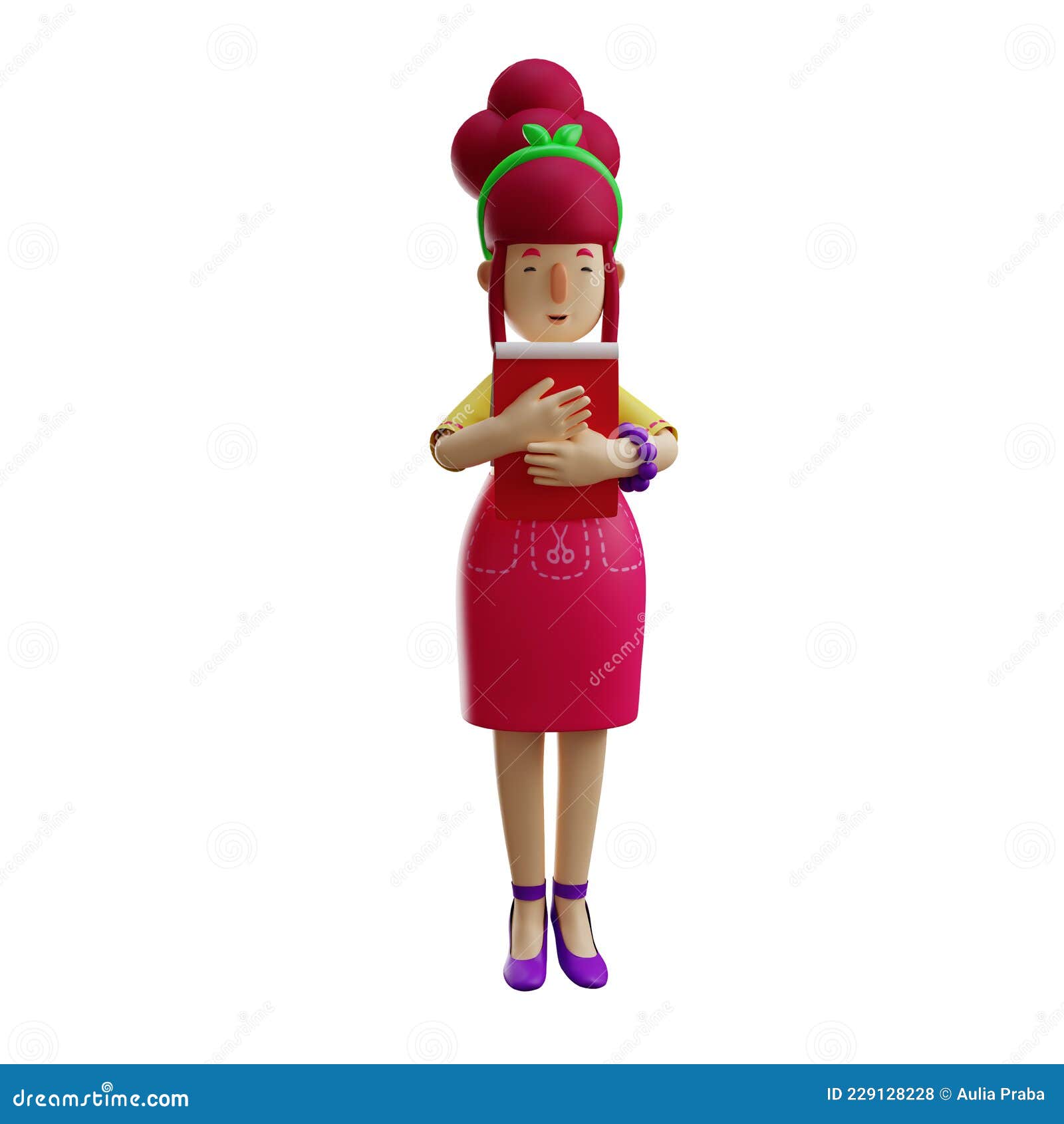 3D Mother Cartoon Design Hugging a Red Notebook Stock Illustration ...