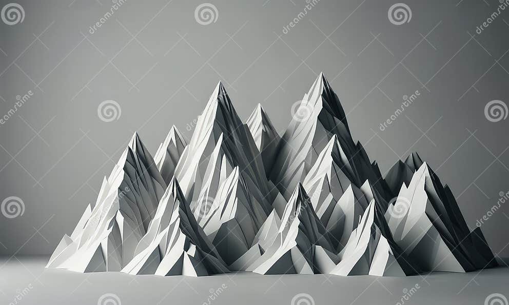 3D Mountain Range, Composed Numerous Triangular Shapes, is Depicted in ...