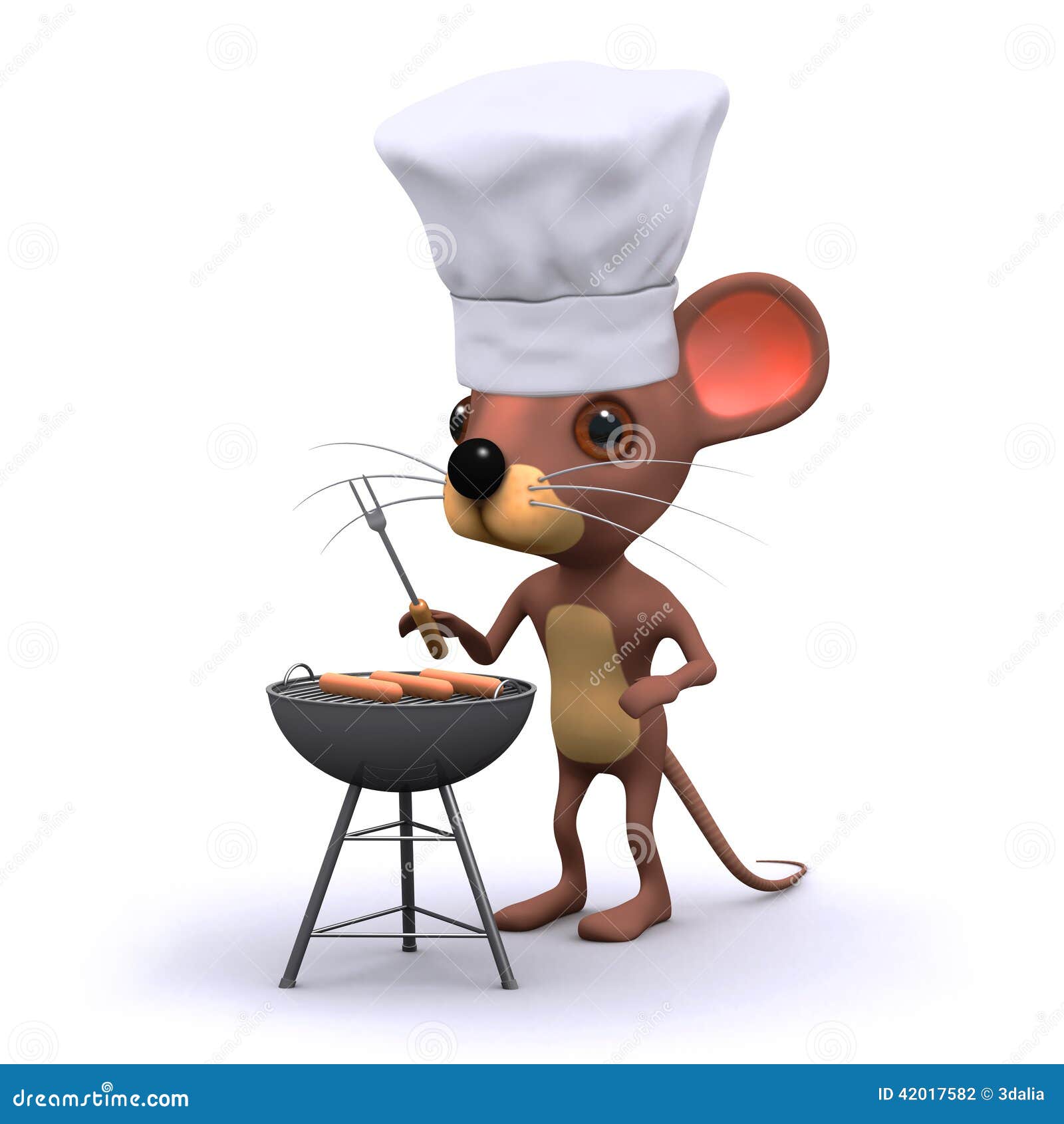 3d Mouse cooks a barbeque stock illustration. Illustration of small ...
