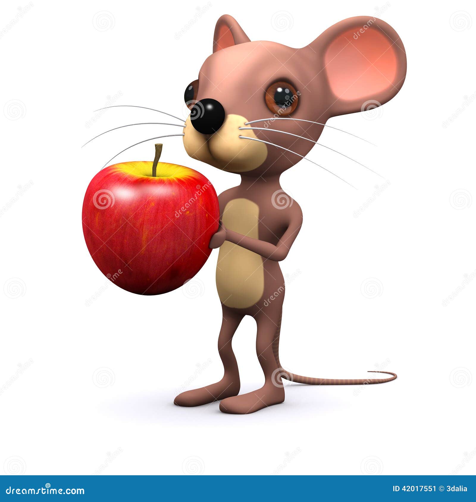 3d Mouse eats an apple stock illustration. Illustration of whiskers ...