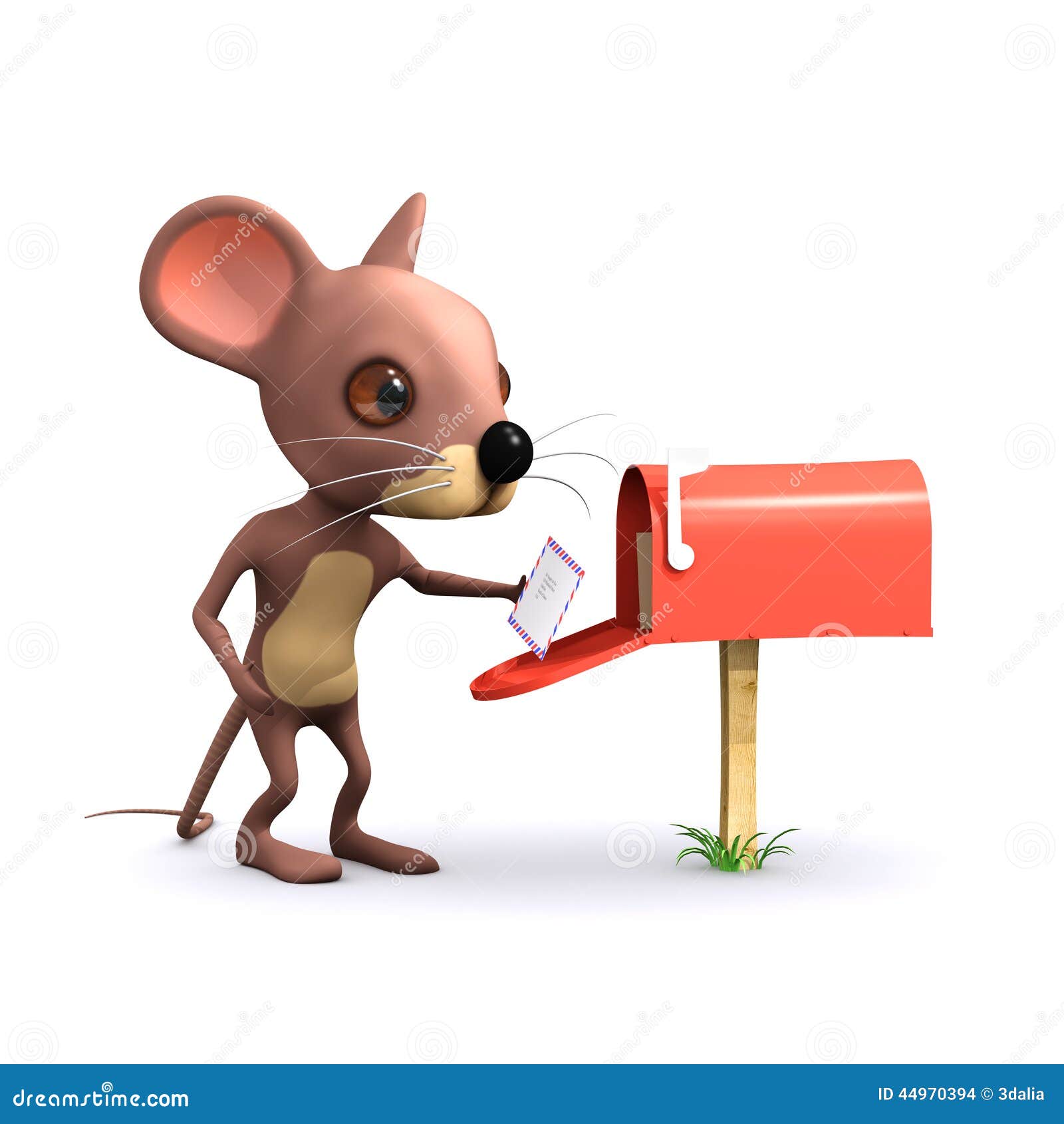 3d Mouse gets mail stock illustration. Illustration of message - 44970394