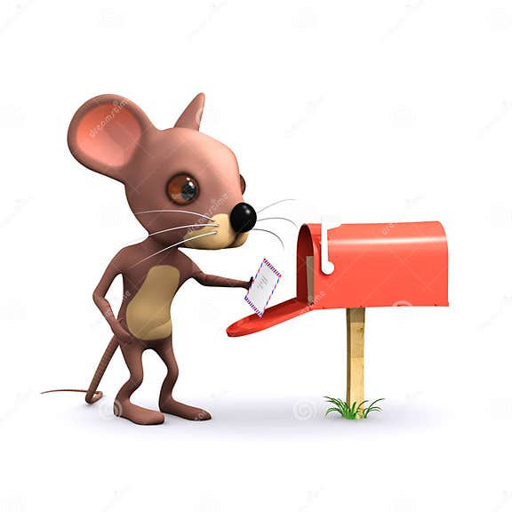 3d Mouse gets mail stock illustration. Illustration of message - 44970394