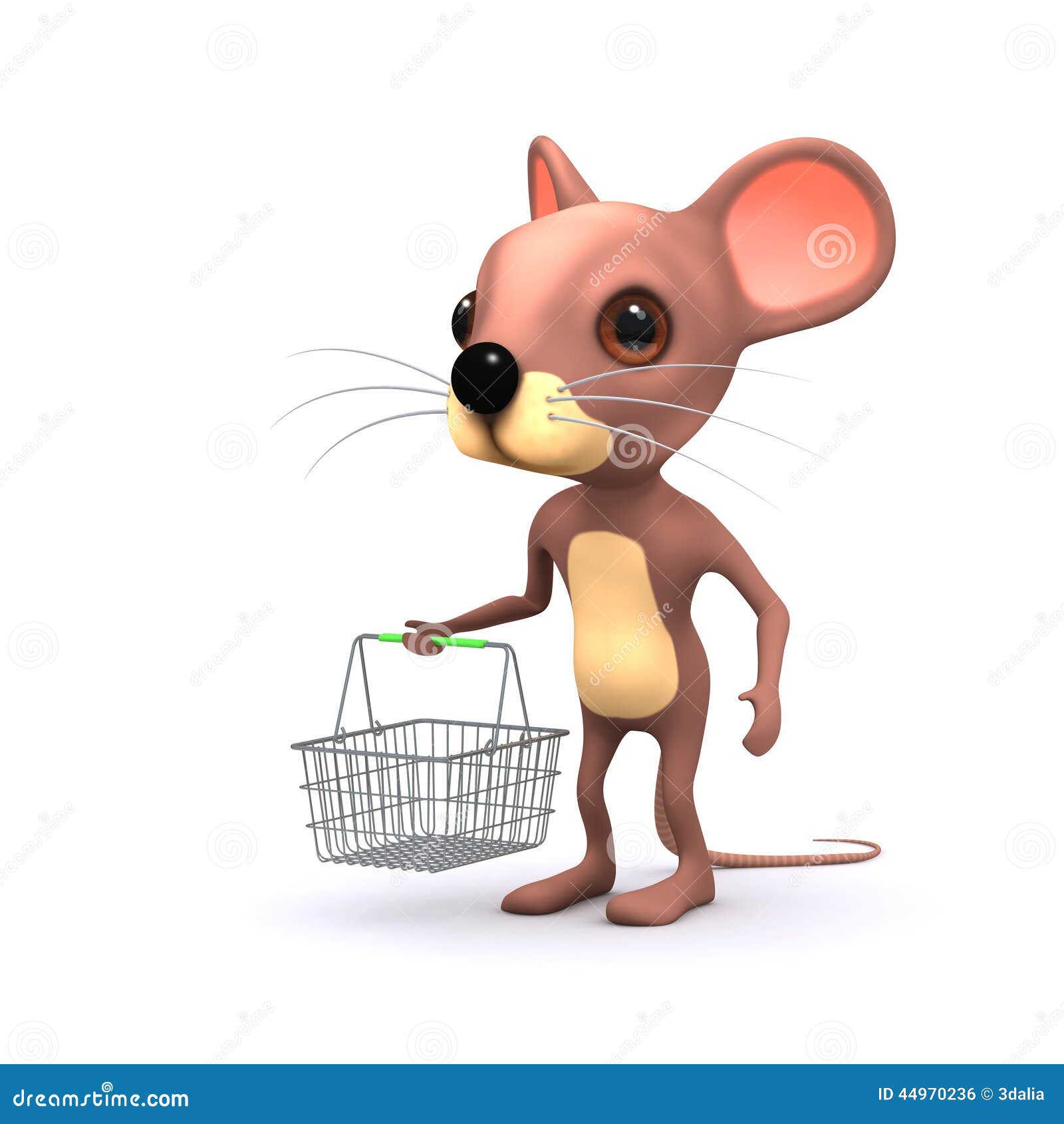 3d Mouse goes shopping stock illustration. Illustration of funny - 44970236