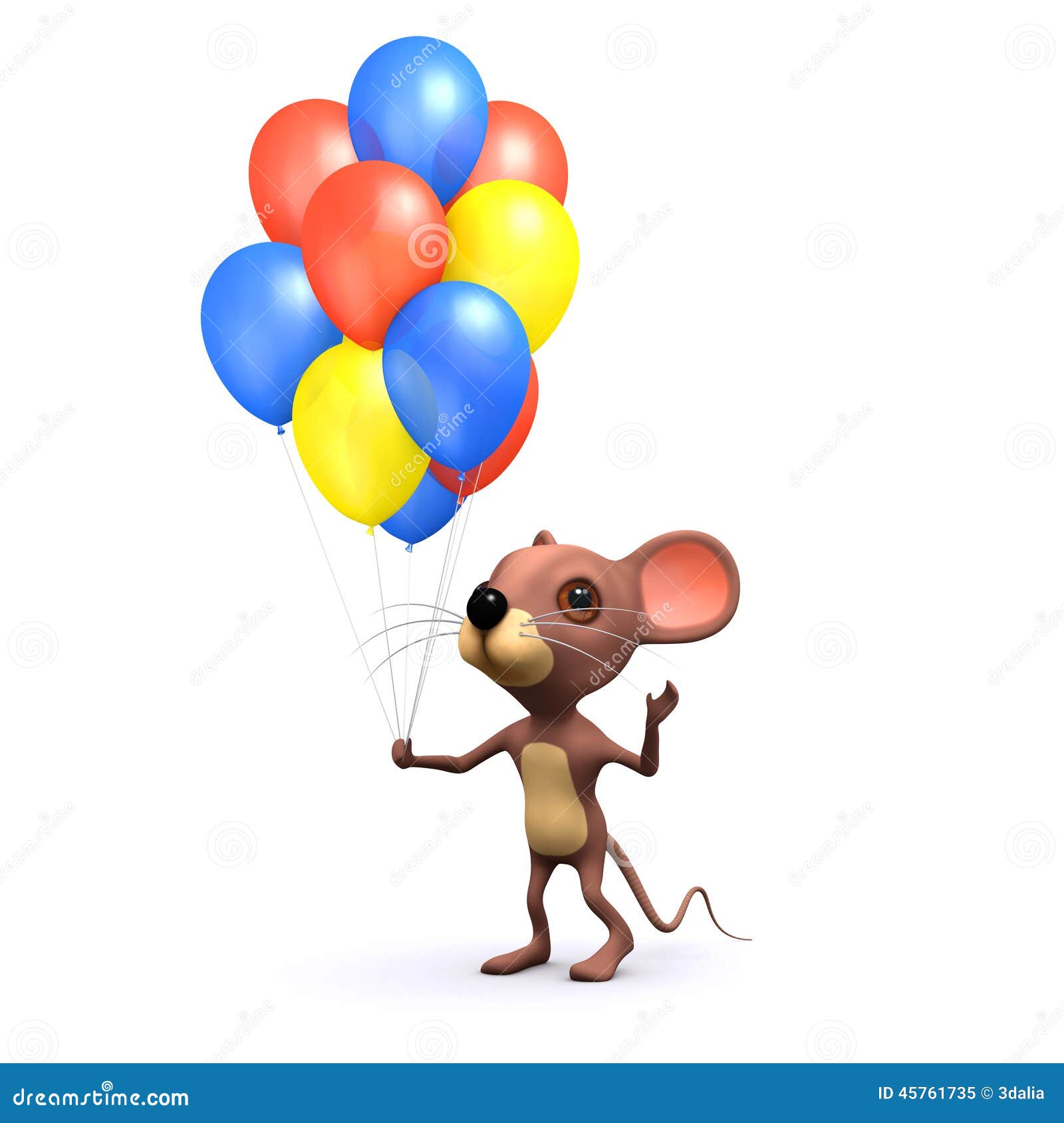 3d Mouse has balloons stock illustration. Illustration of funfair ...