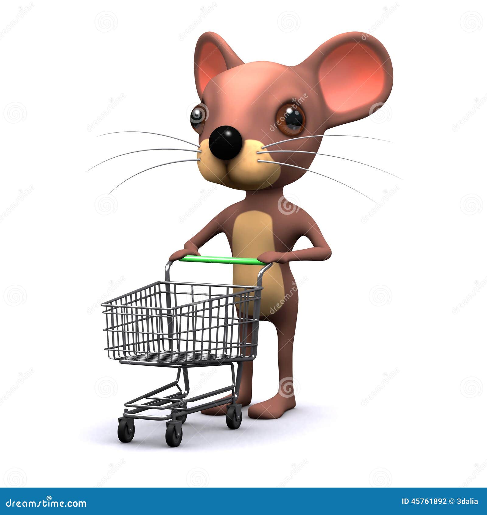 3d Mouse Has an Empty Shopping Cart Stock Illustration - Illustration ...