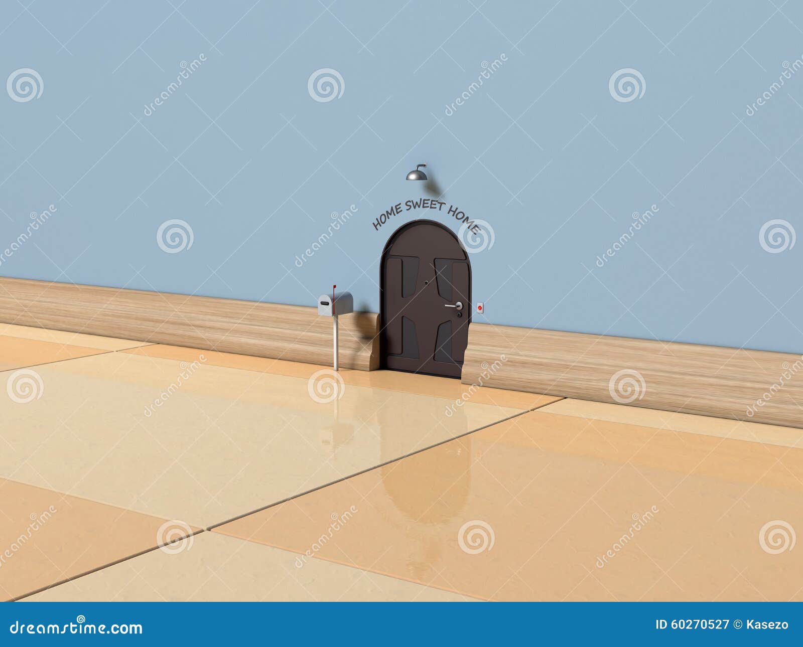 3d Mouse Home Illustration with Text. Stock Image - Image of hole, door ...