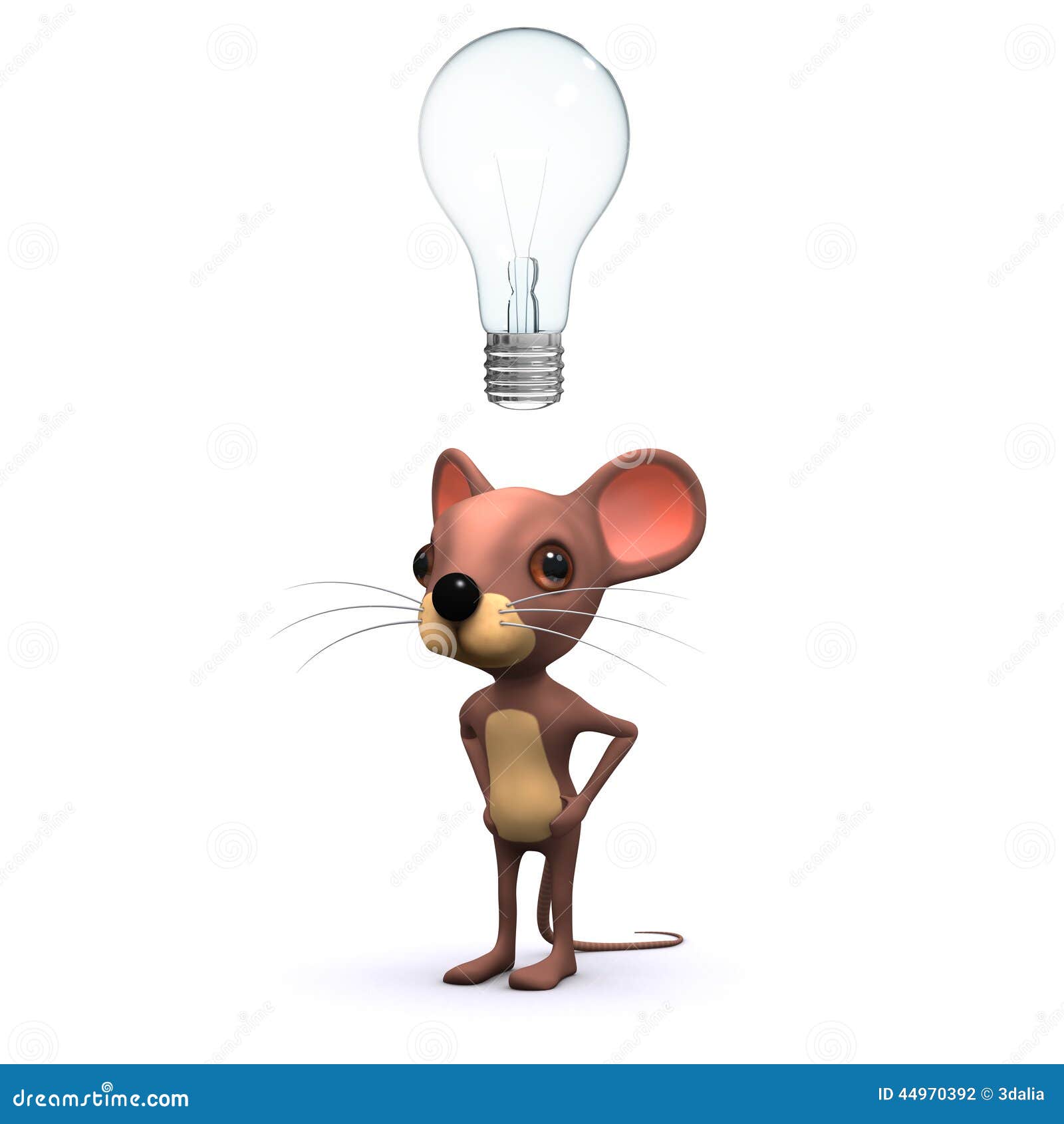 3d Mouse with Lightbulb Above Head Stock Illustration - Illustration of ...