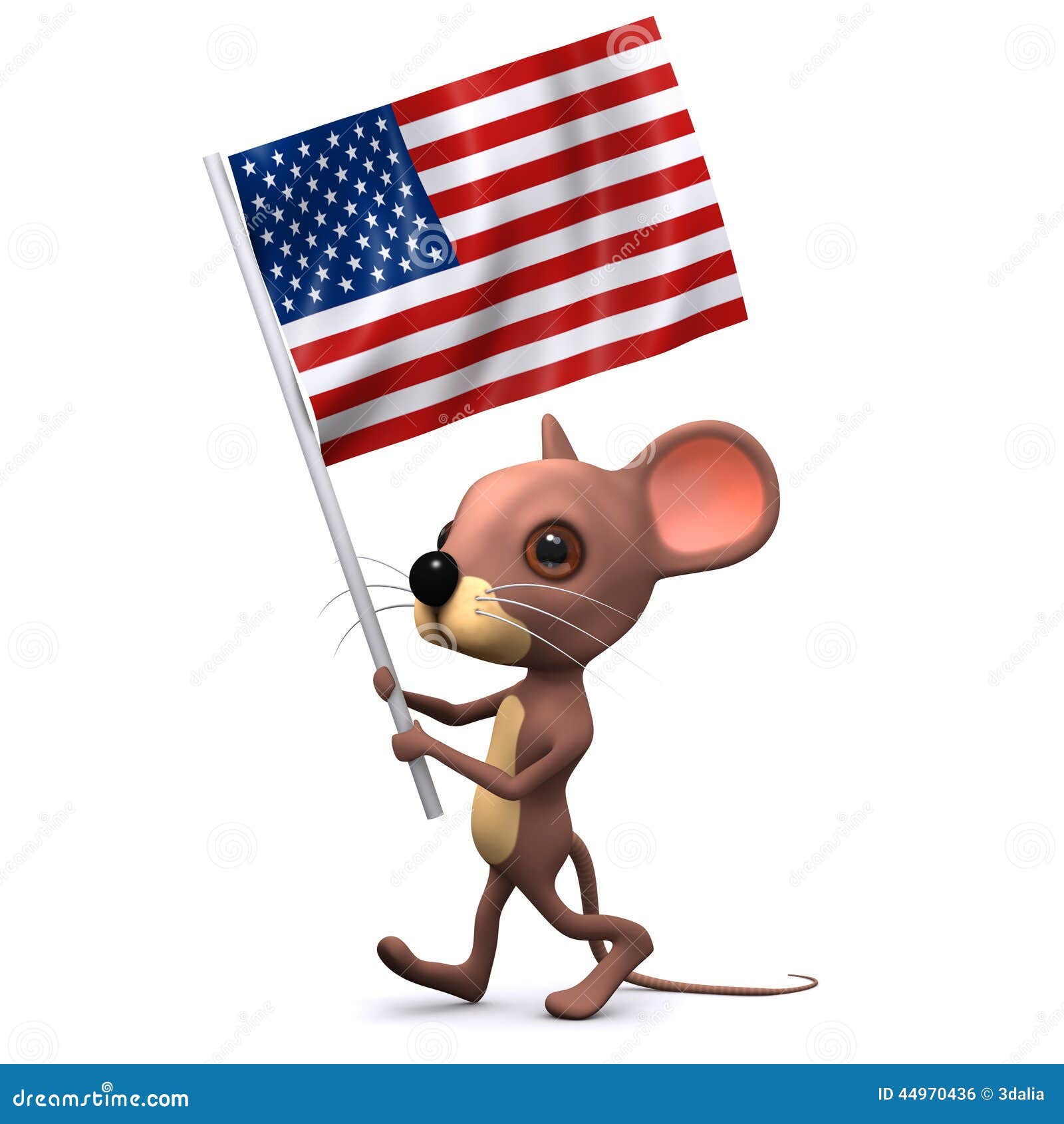 3d Mouse Marching with the American Flag Stock Illustration ...