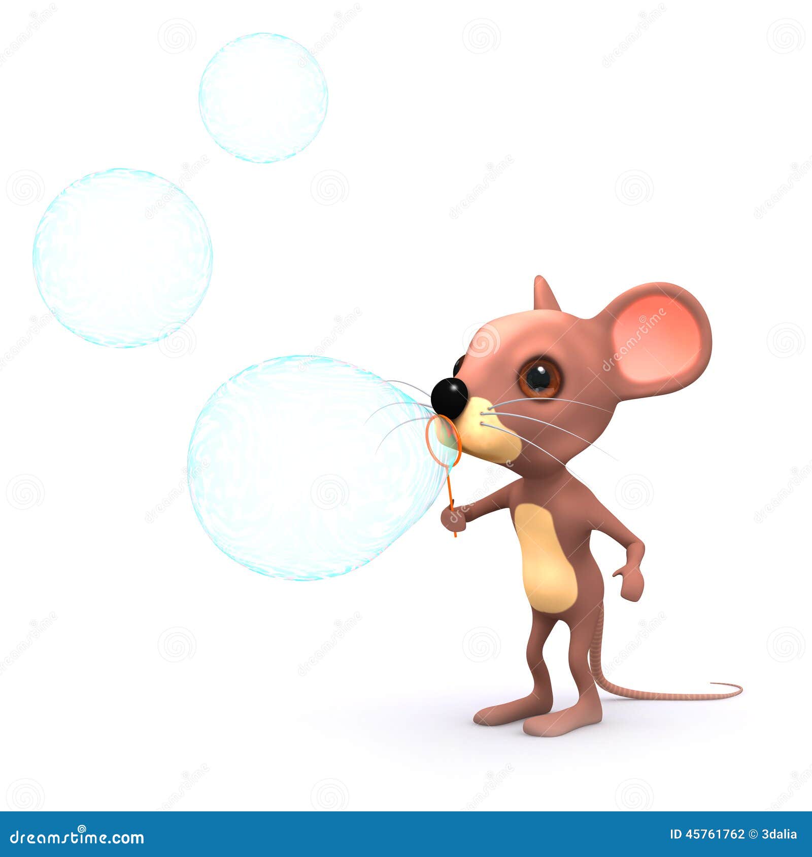 3d Mouse Plays with Bubbles Stock Illustration - Illustration of float ...