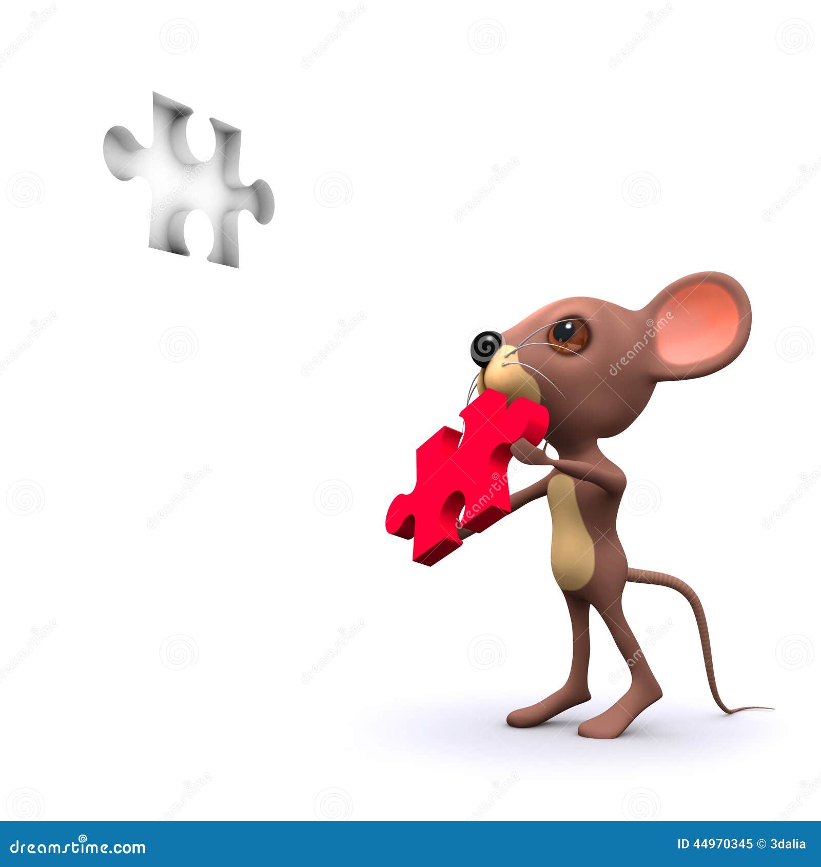 3d Mouse solves the puzzle stock illustration. Illustration of animal ...