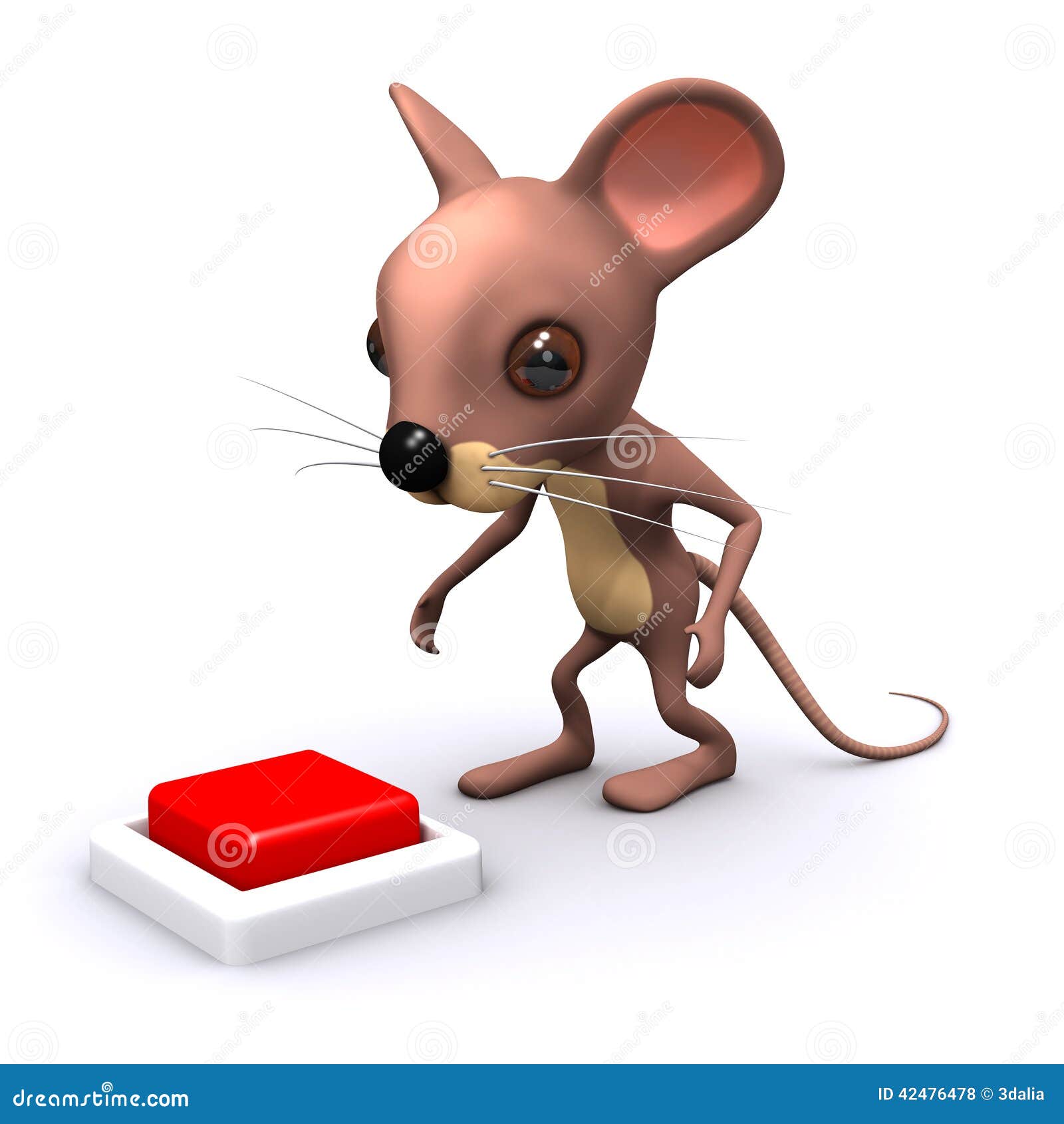3d Mouse Wants To Press the Button Stock Illustration - Illustration of ...