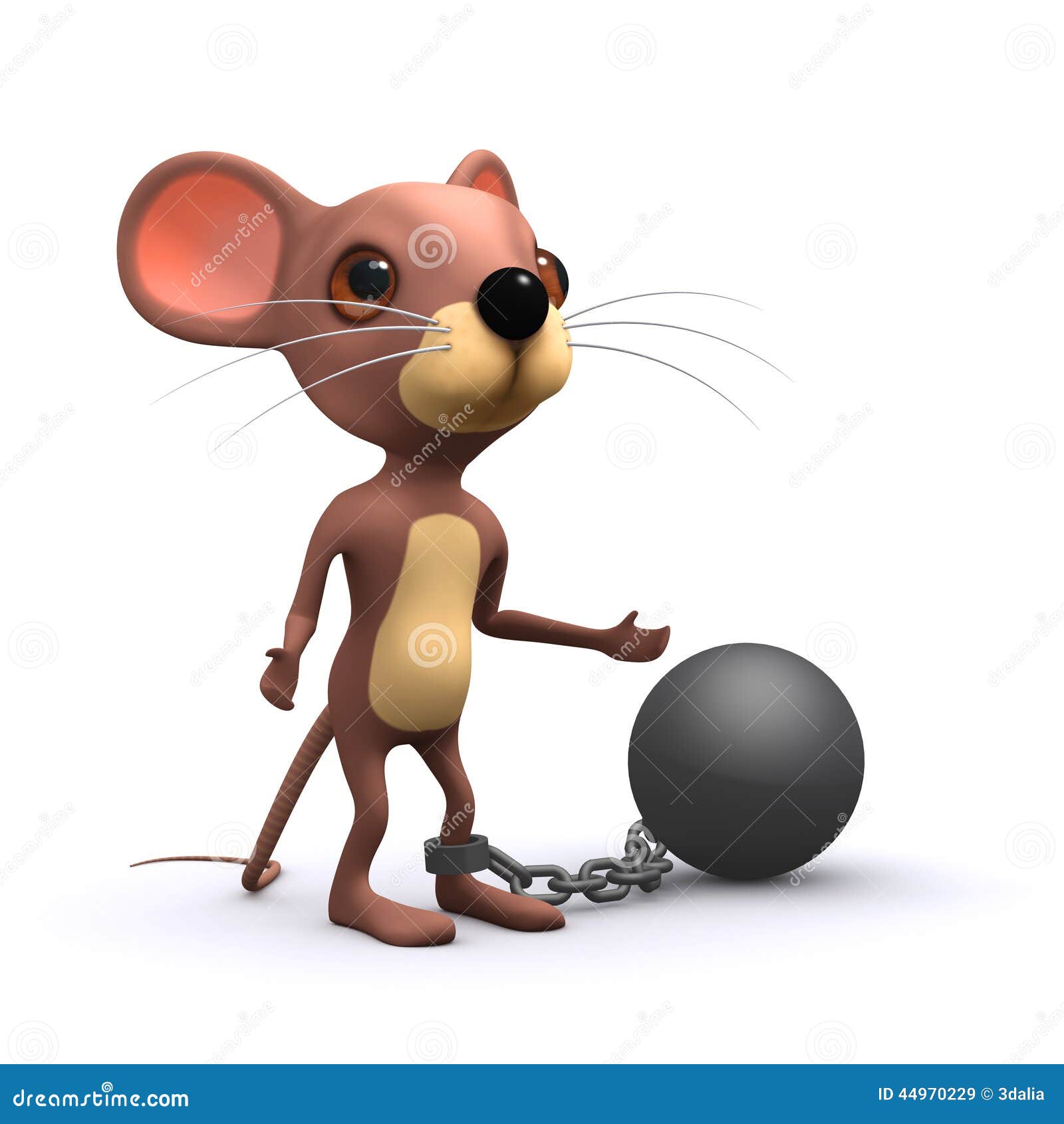 3d Mouse Wearing a Ball and Chain Stock Illustration - Illustration of ...
