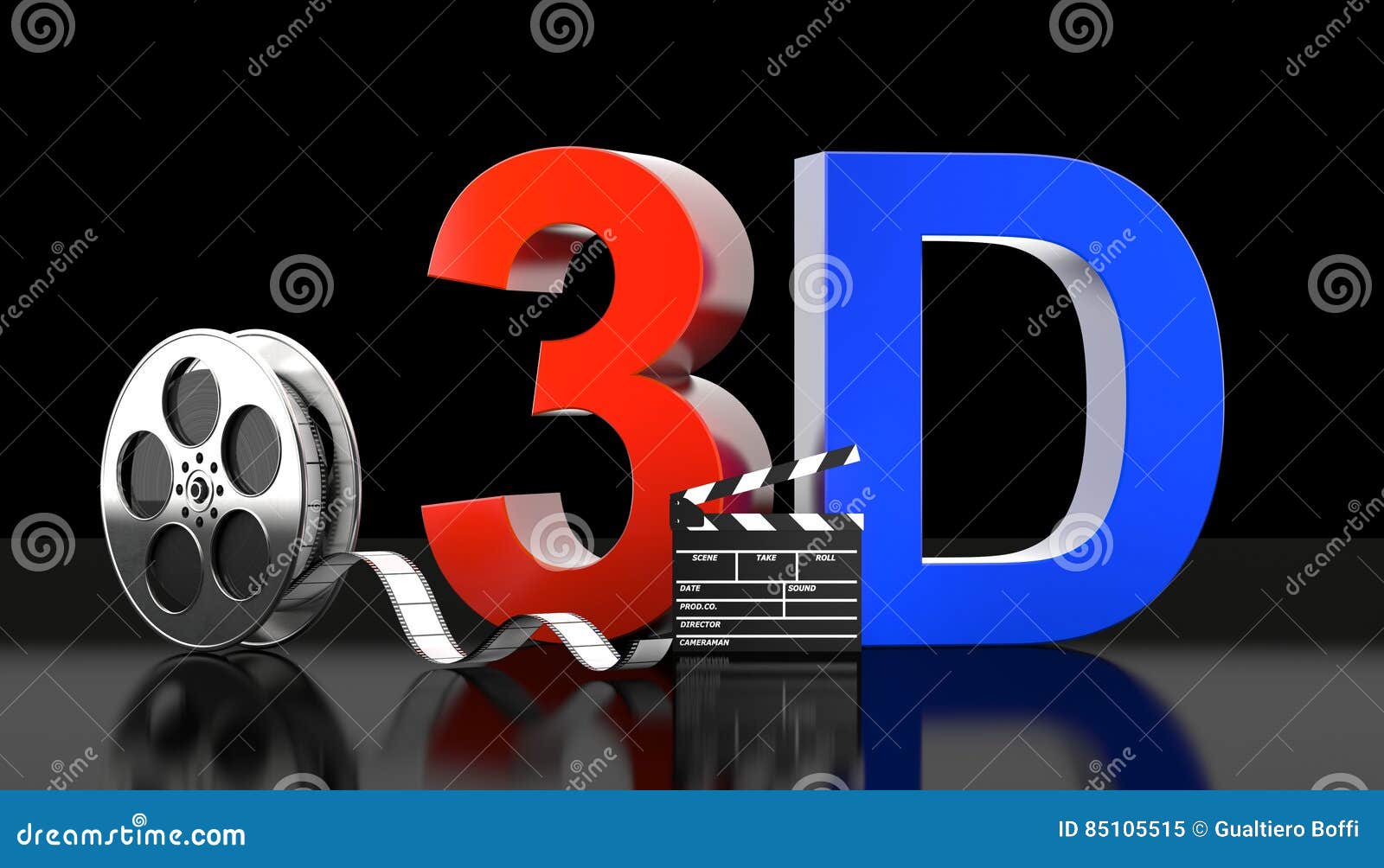 3d movie concept stock illustration. Illustration of filmstrip - 85105515