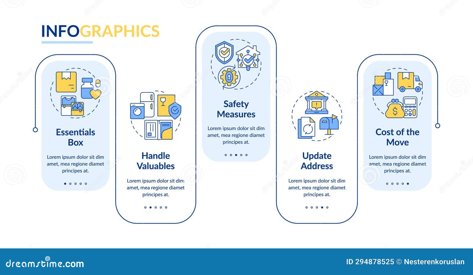 2D Moving Service Layout with Simple Line Icons Concept Stock ...