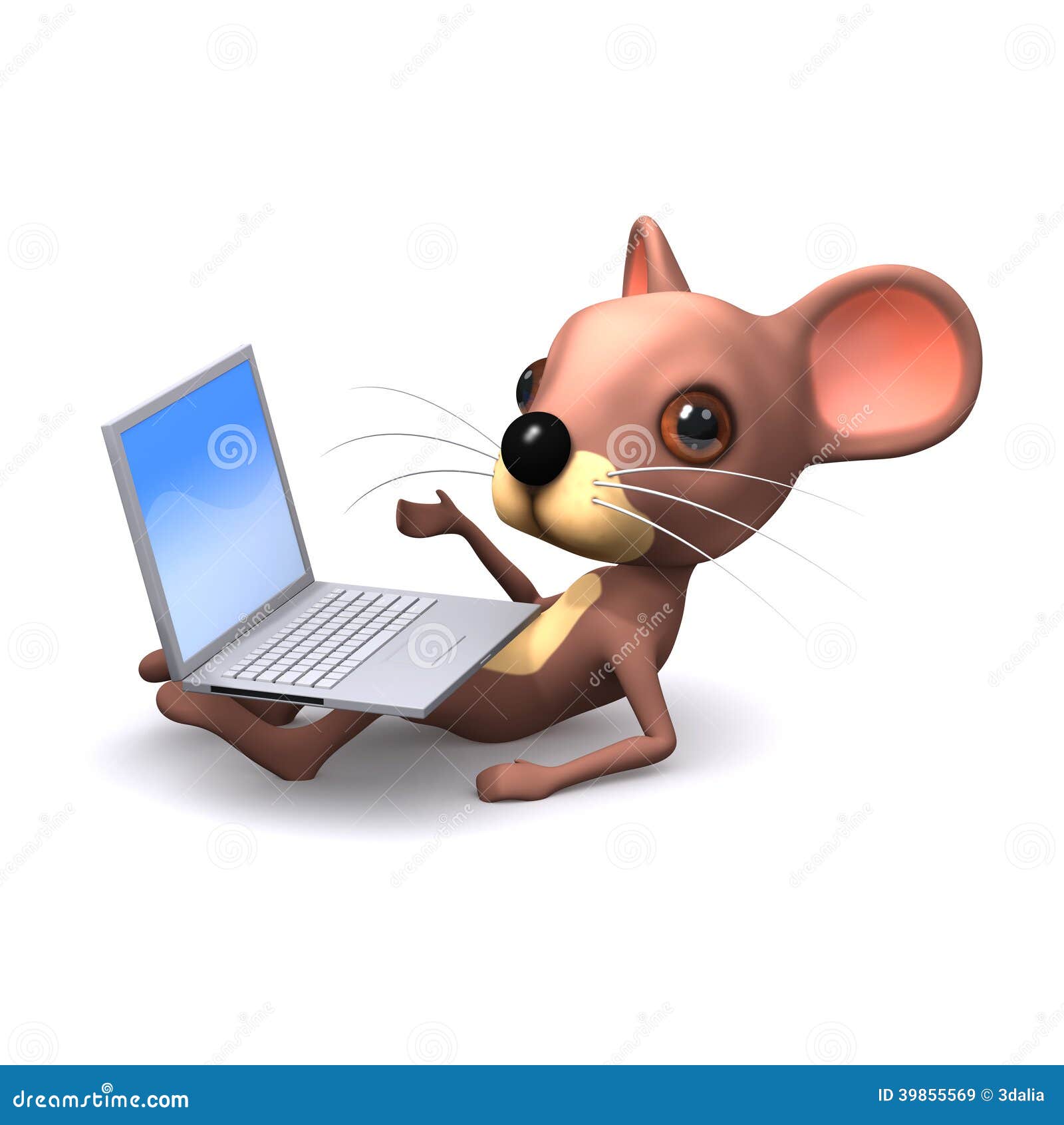 3d Muis met laptop stock illustratie. Illustration of klein - 39855569