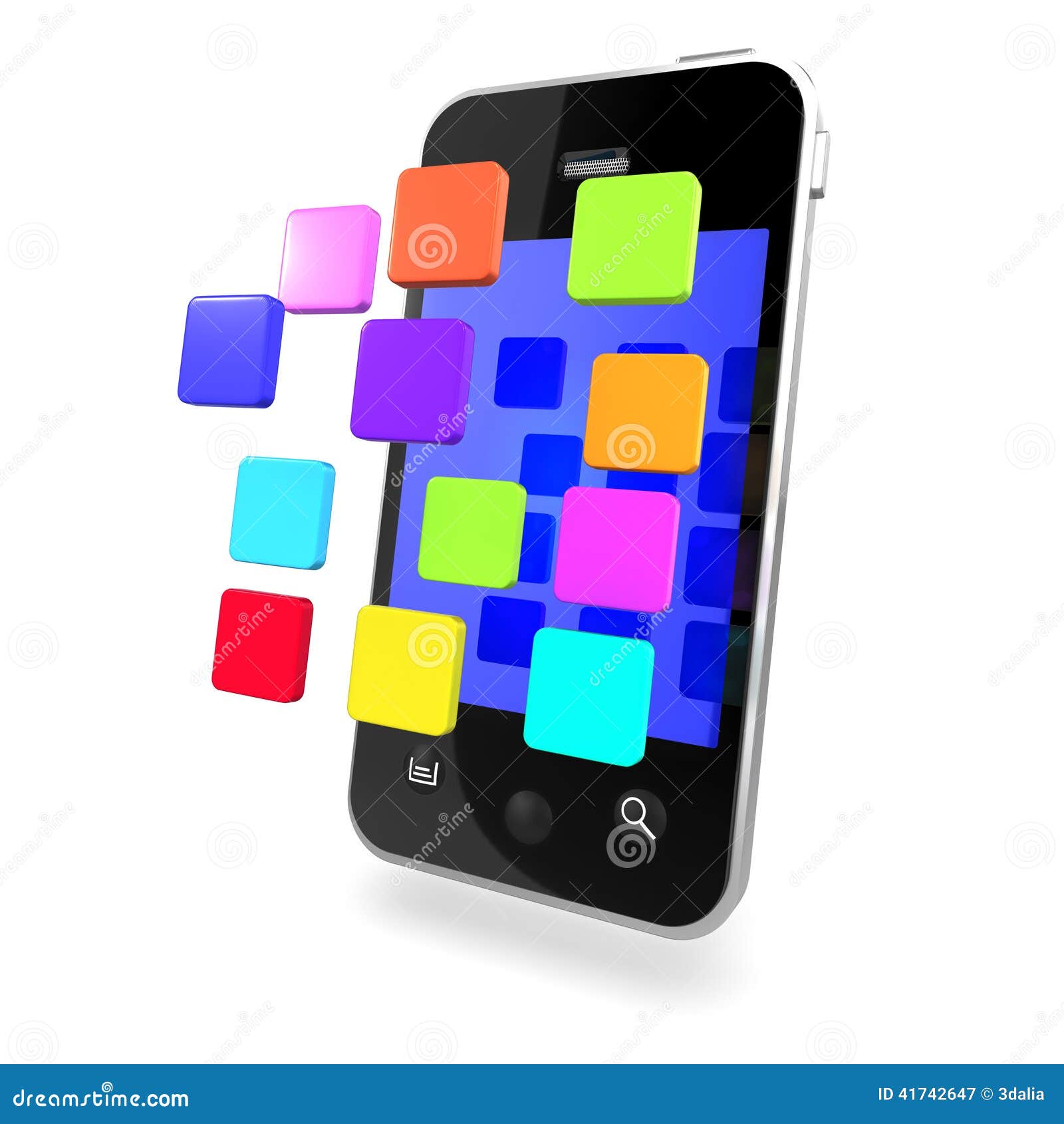 3d Multi Coloured Apps on Smartphone Stock Illustration - Illustration ...