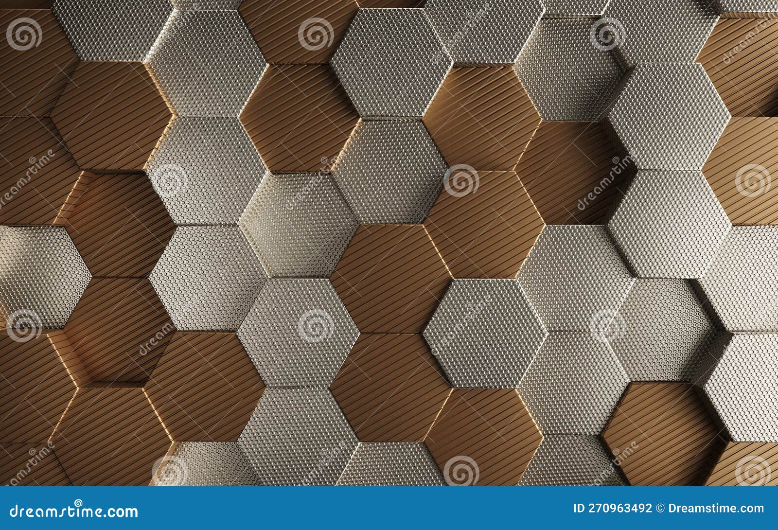 3d Multi Metal Material, Hexagons Background. 3d Render Illustration ...