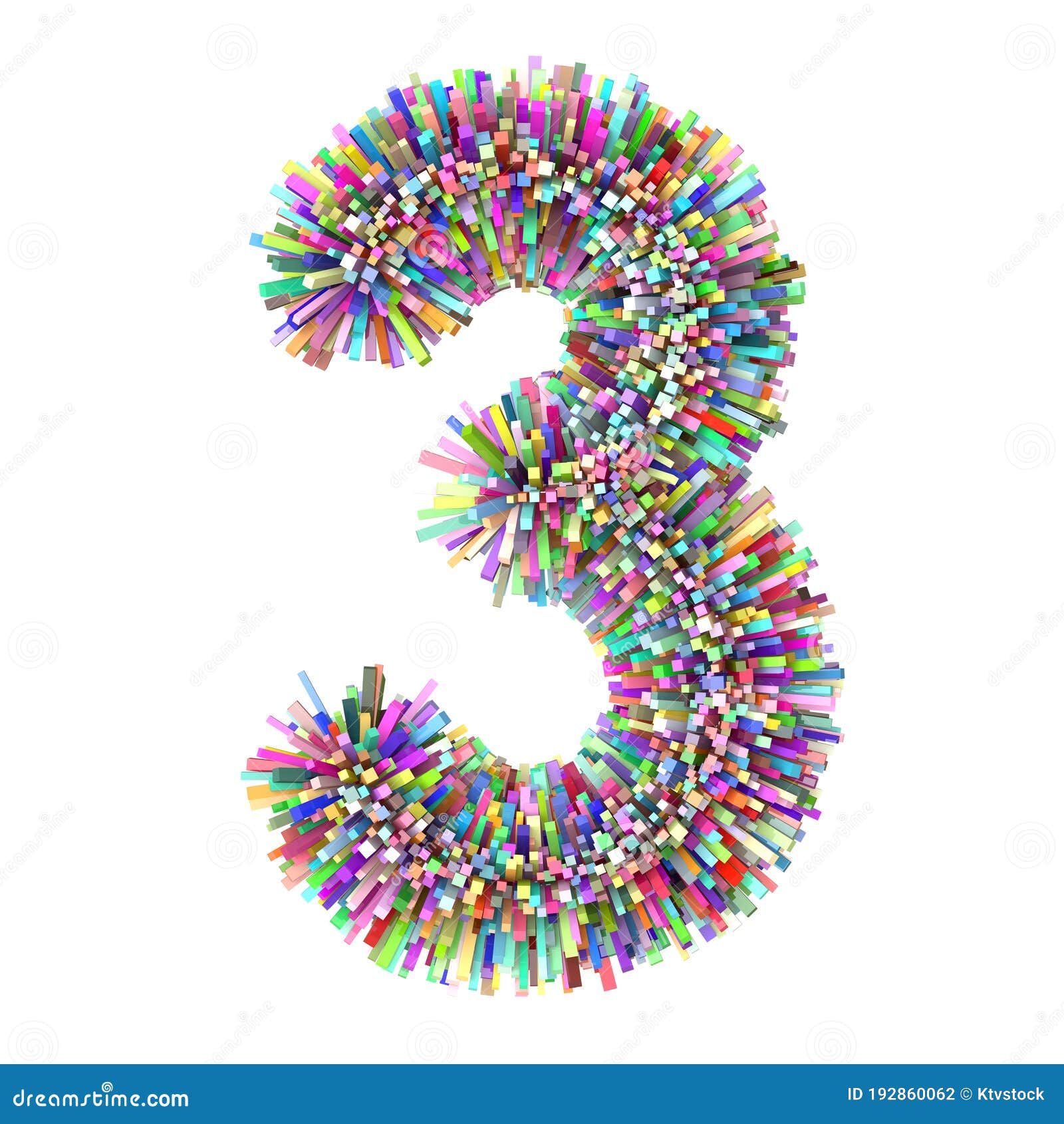 3d Multicolor Bricks Creative Cute Decorative Number 3 Stock ...