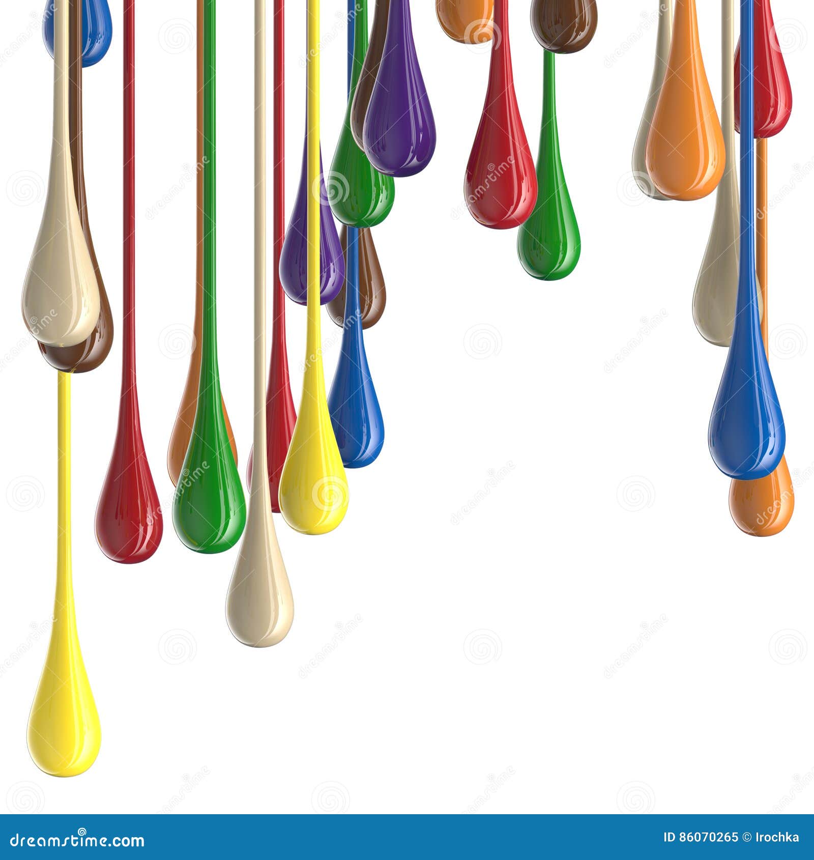 3D Multicolor Colorful Glossy Paint Drop Blobs Stock Illustration ...