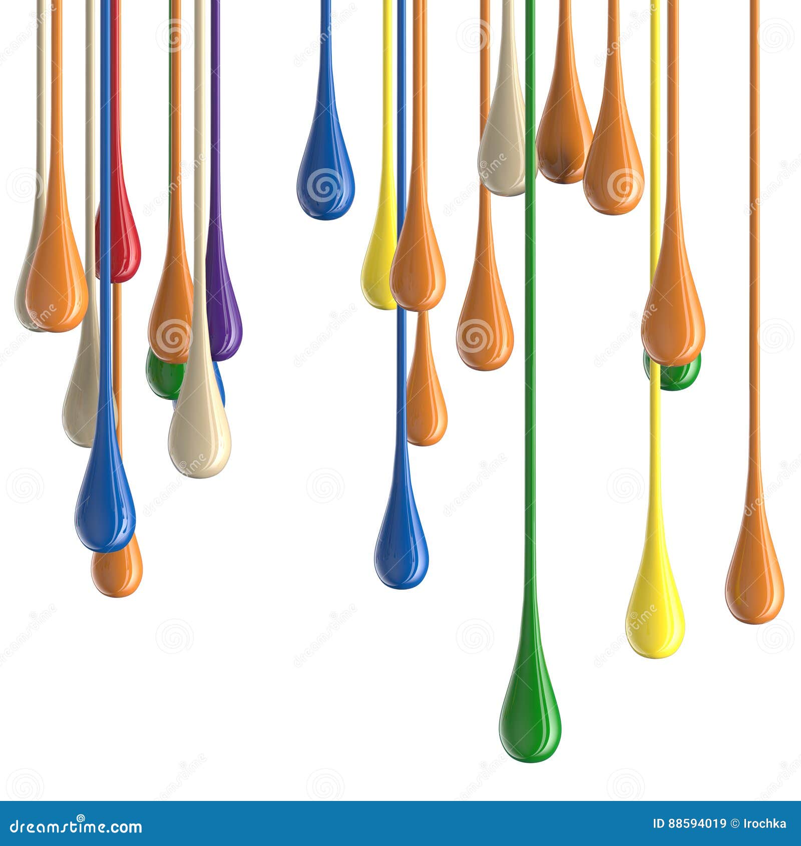 3D Multicolor Colorful Glossy Paint Drop Blobs Stock Illustration ...