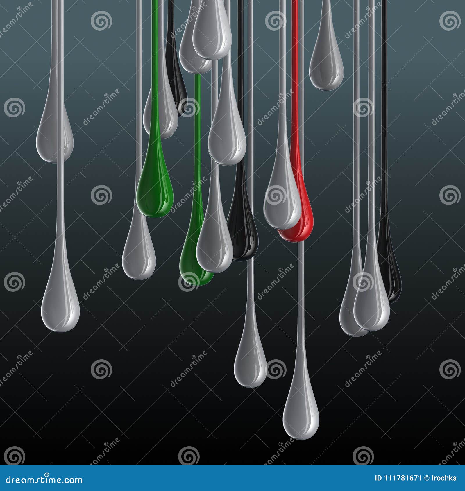 3D Multicolor Glossy Paint Drop Blobs on Black Background Stock ...