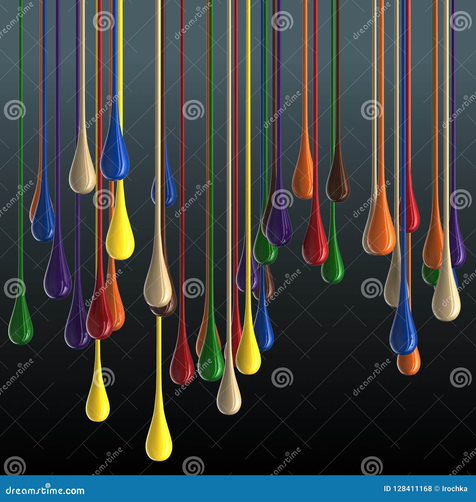 3D Multicolor Glossy Paint Drop Blobs On Black Background Royalty-Free ...