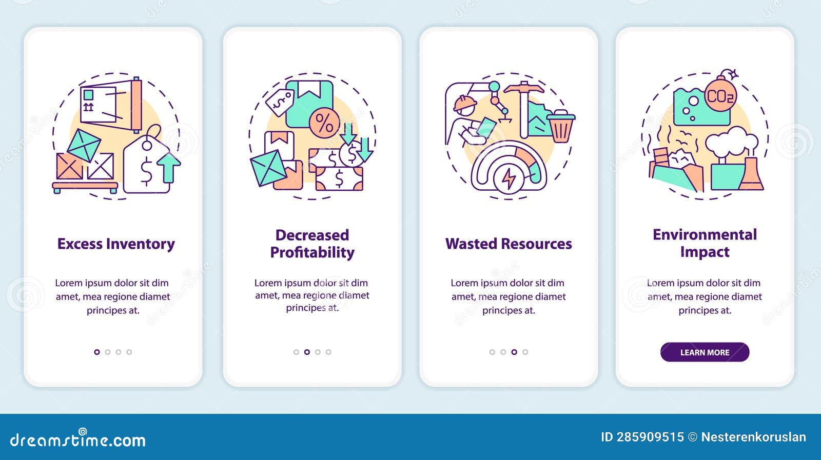 Overproduction with Multicolor Linear Icons Concept Stock Vector ...