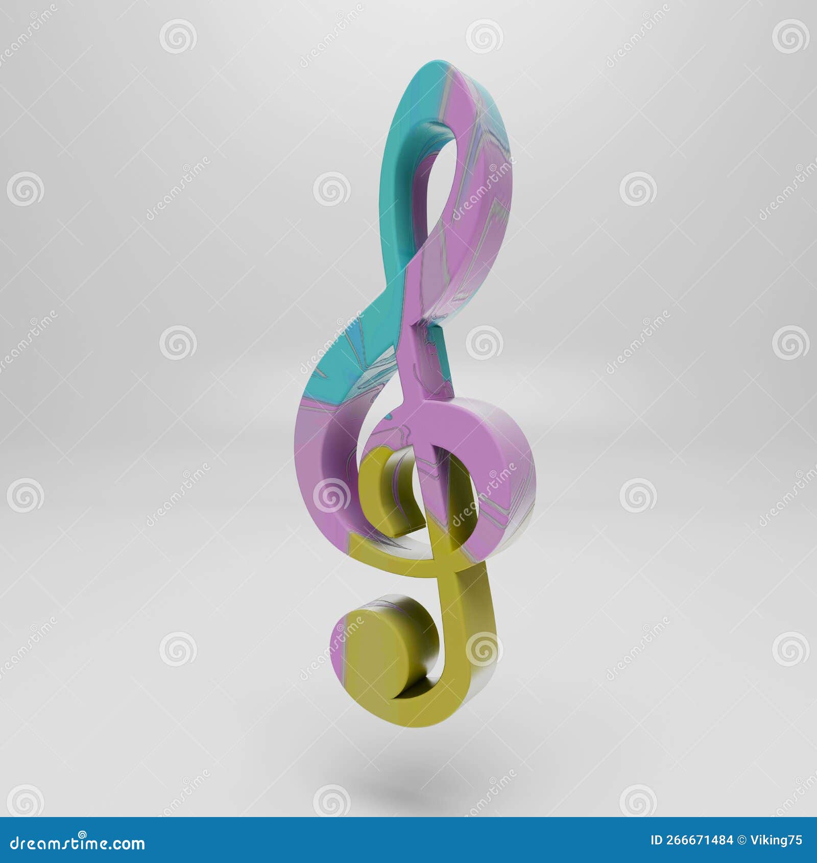 3d Multicolor Treble Clef on Black. 3d Render Illustration Stock ...