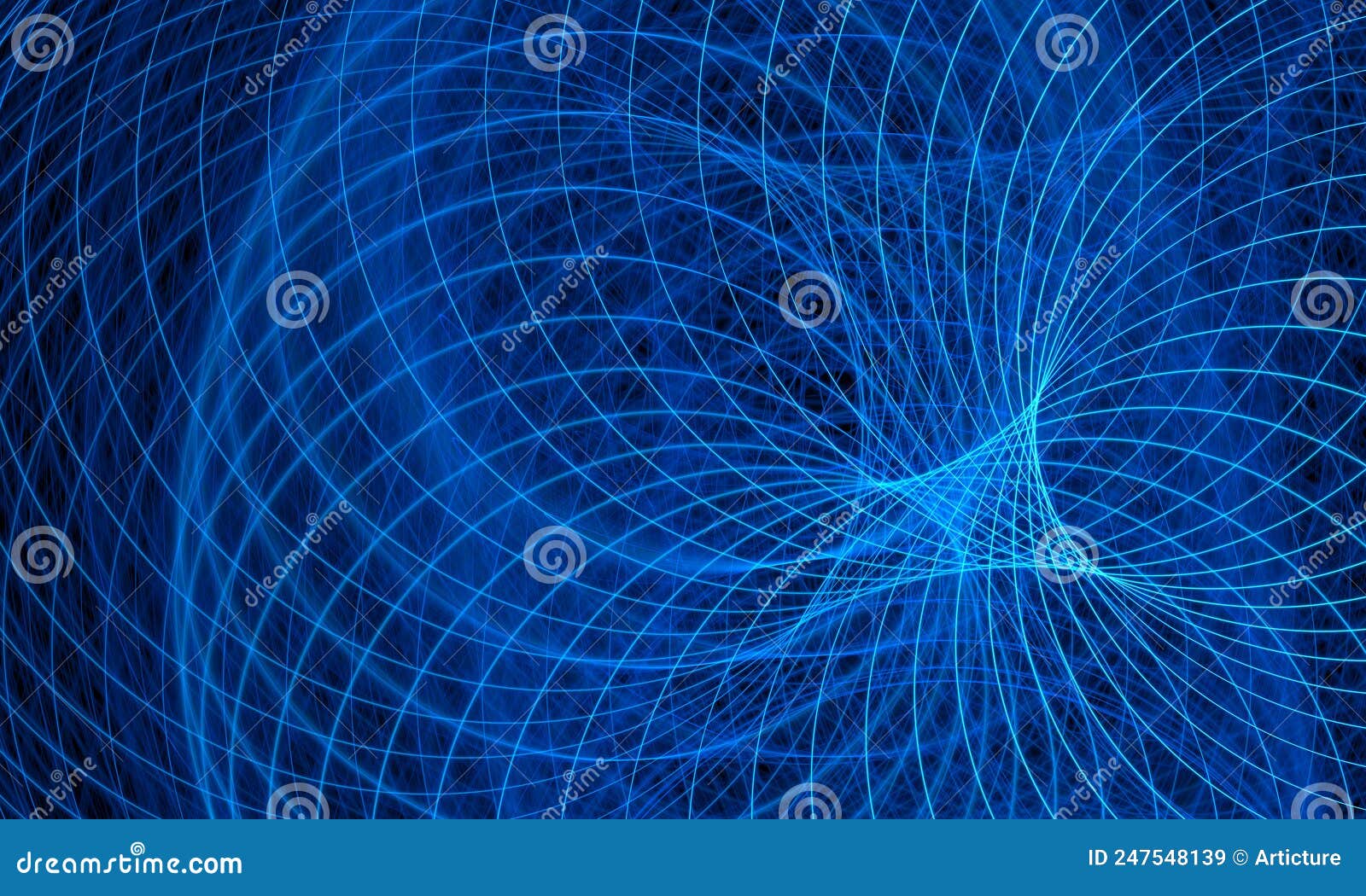 3d Multidimensional Network, Glowing Blue Volumetric Grid in Smooth ...