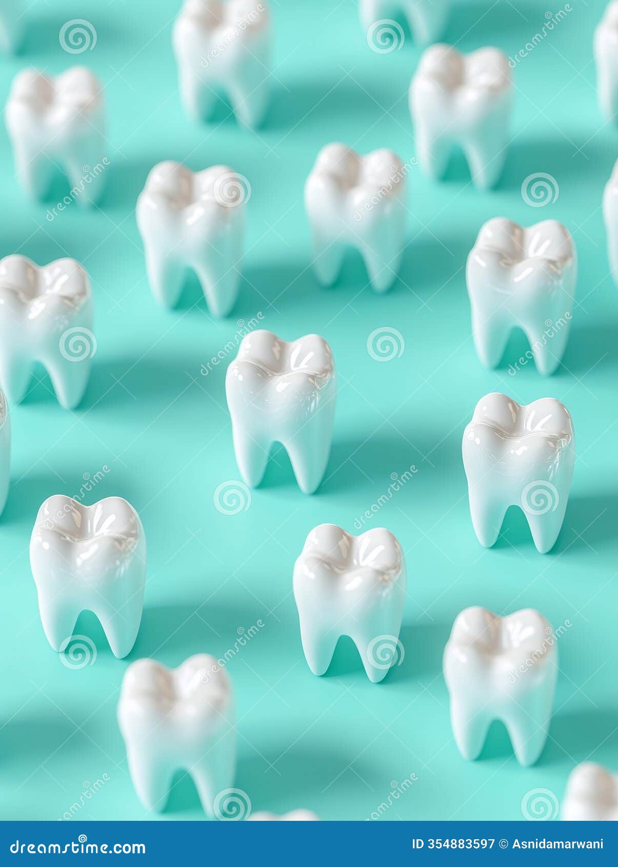 3d Multiple White Teeth Models on Turquoise Background Copy Space - Ai ...