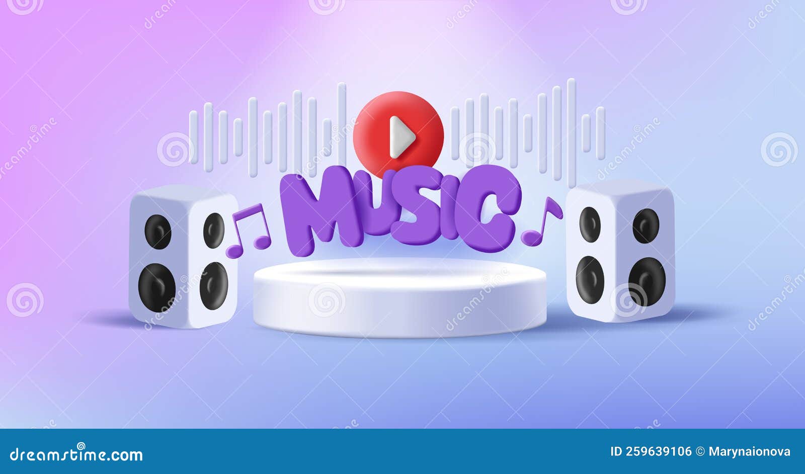 3d Music Composition with Columns and Pedestal, Volume Music Lettering ...