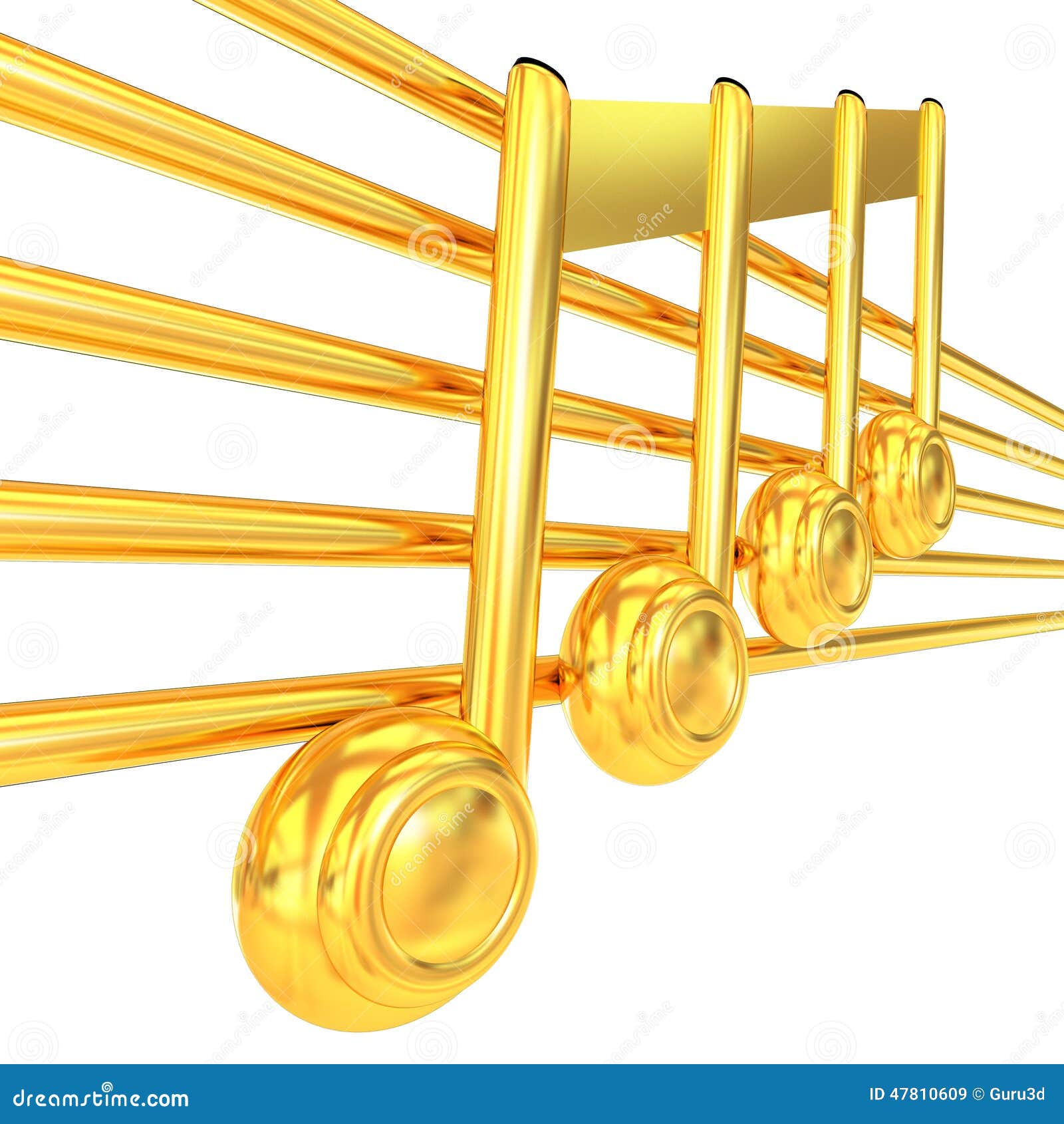3D music note on staves stock illustration. Illustration of concert ...