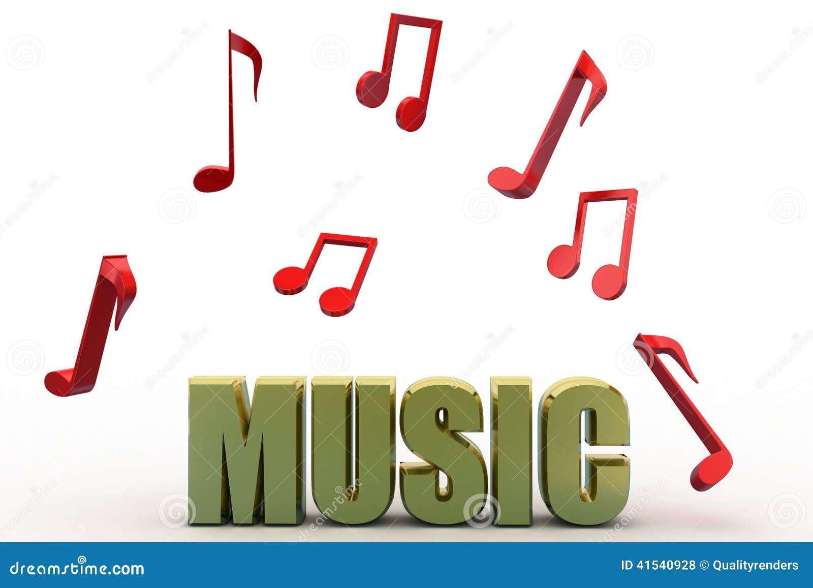 3d Music Text and Music Notes Stock Illustration - Illustration of ...