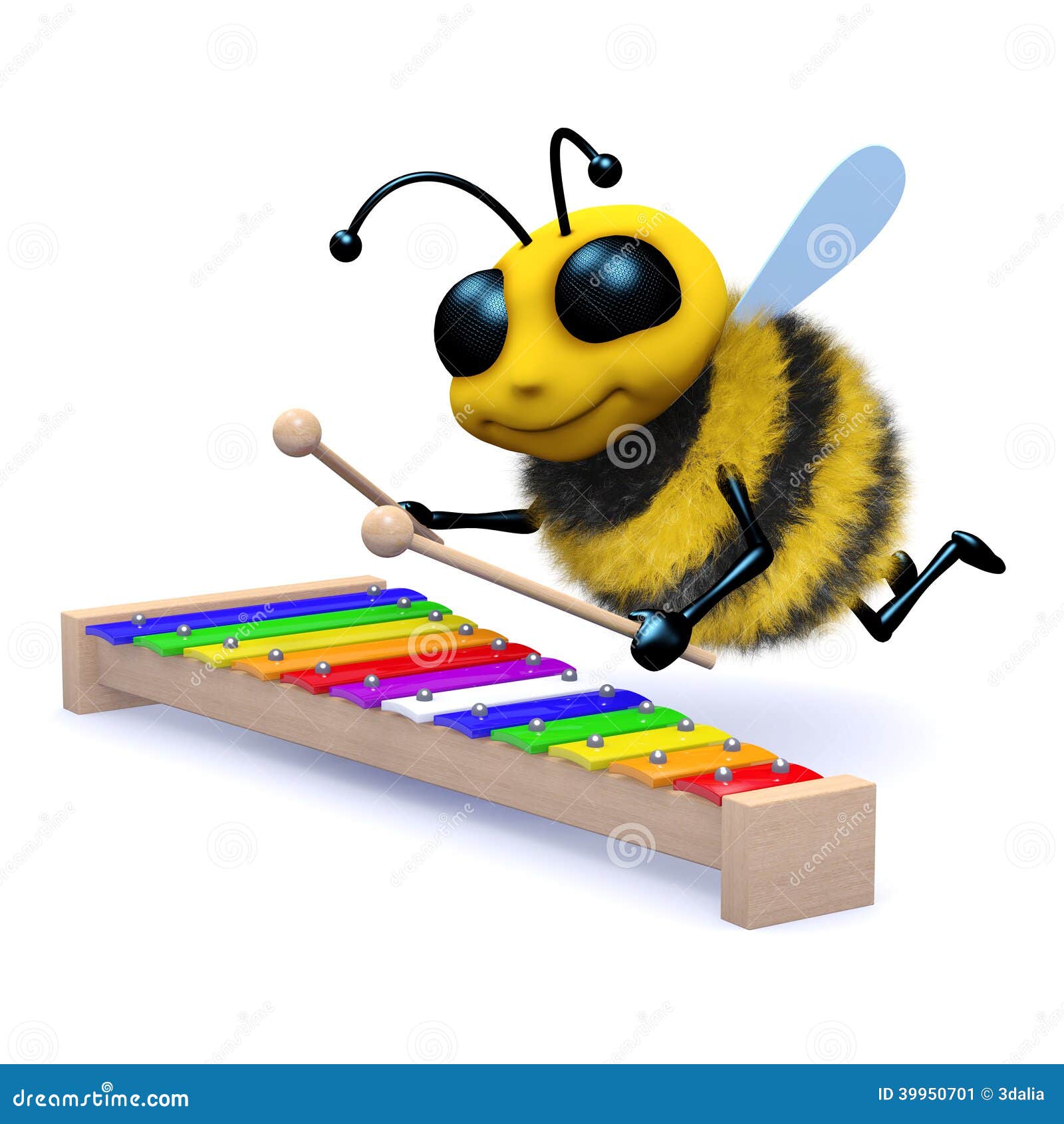 3d Musical bee stock illustration. Illustration of funny - 39950701