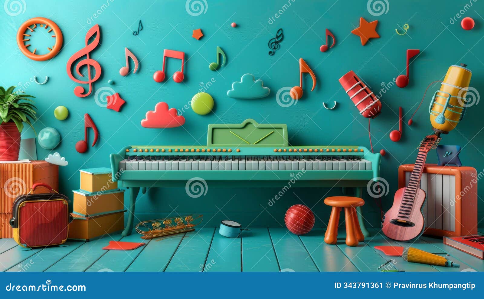 3D Musical Instruments for Children S Music Learning Stock Illustration ...