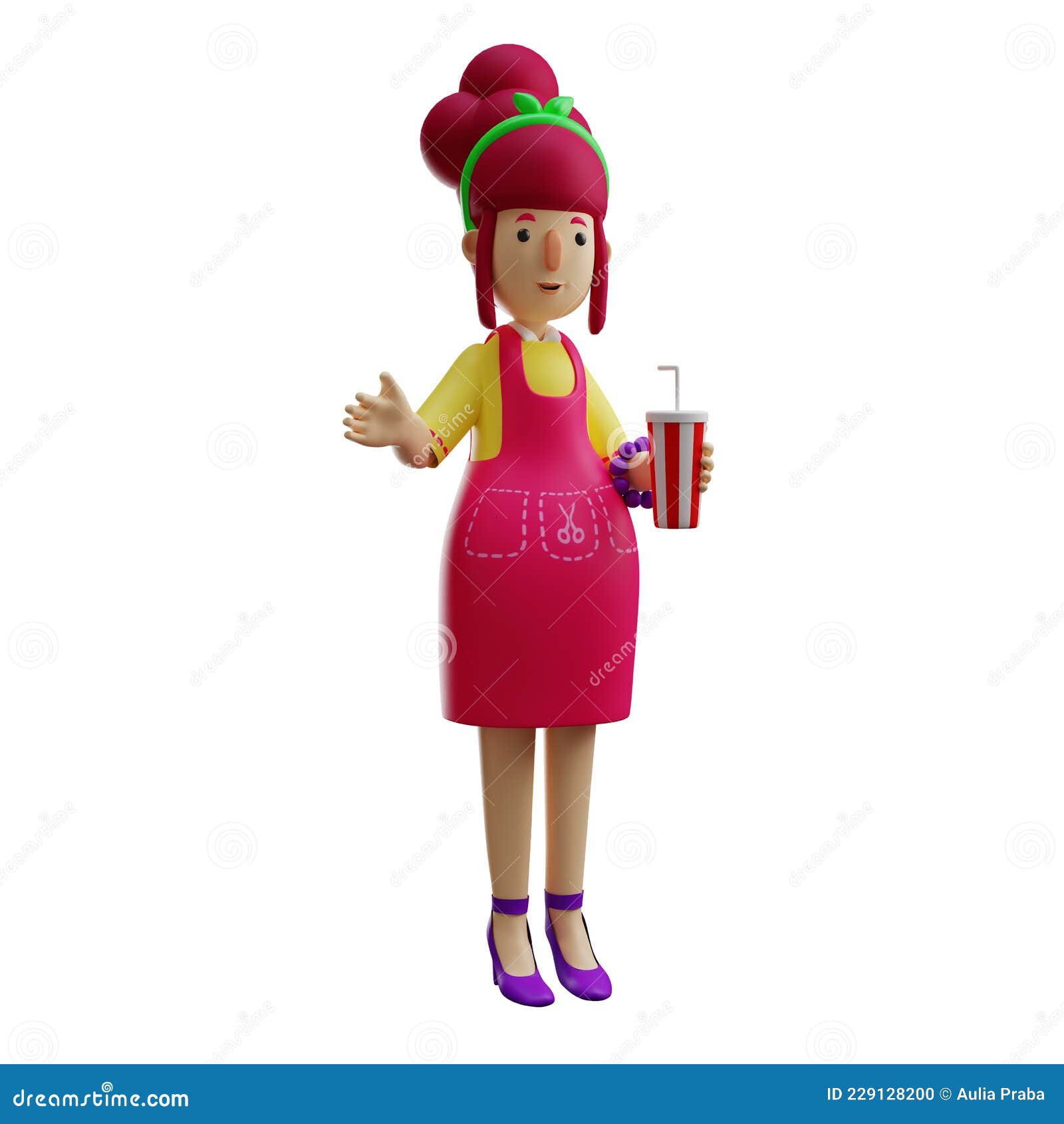 3D-Mutter-Cartoon-Illustration Mit Einem Glas Wasser Stock Abbildung ...