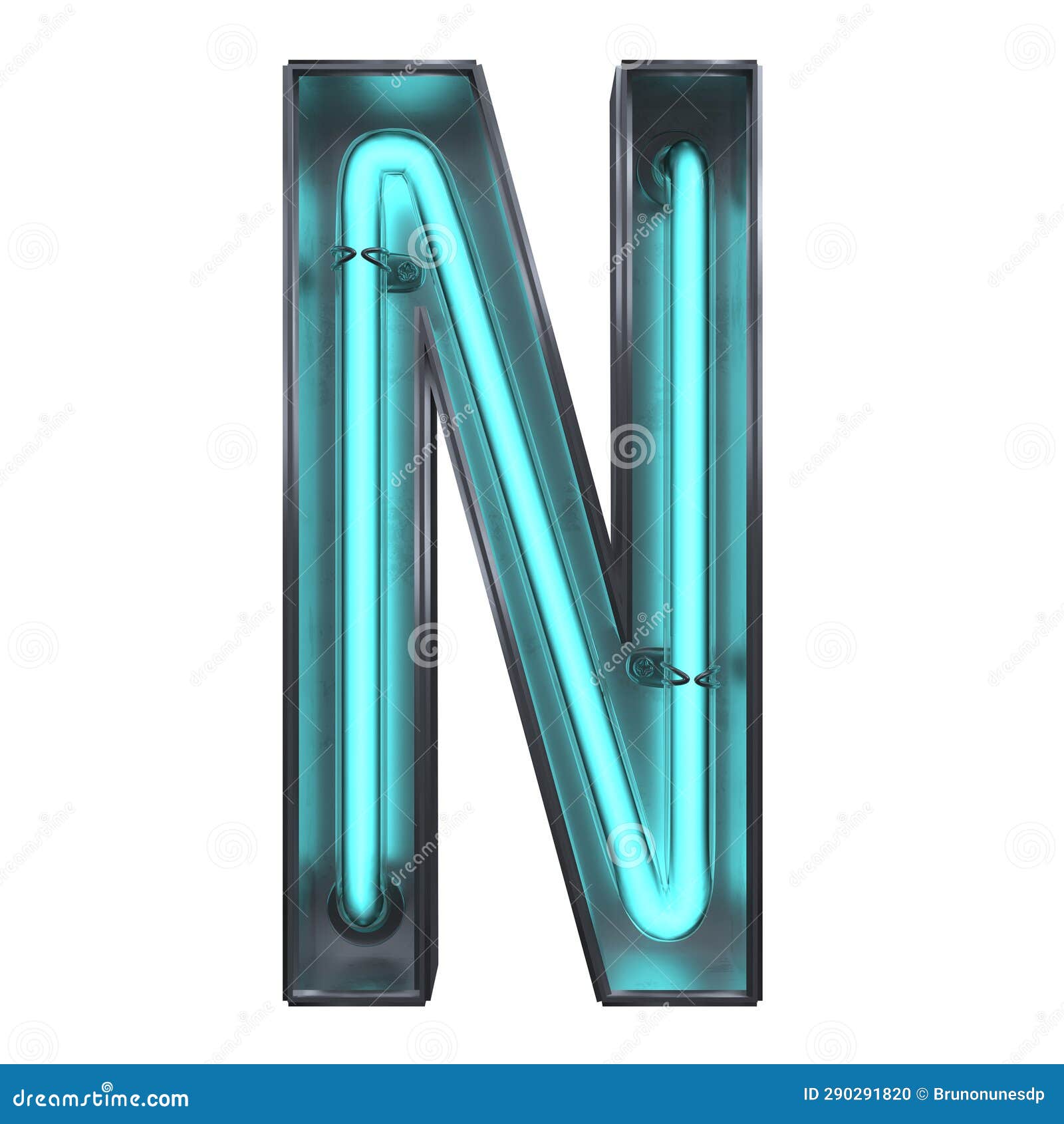 A 3D N Letter Neon Illustration Isolated on a White Background Stock ...