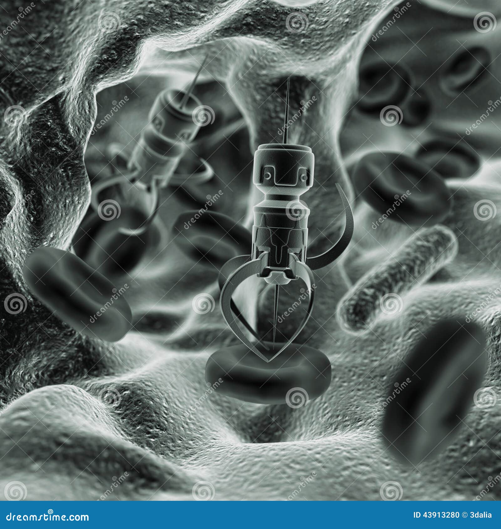 3d Nanotechnology in Action Stock Illustration - Illustration of robot ...