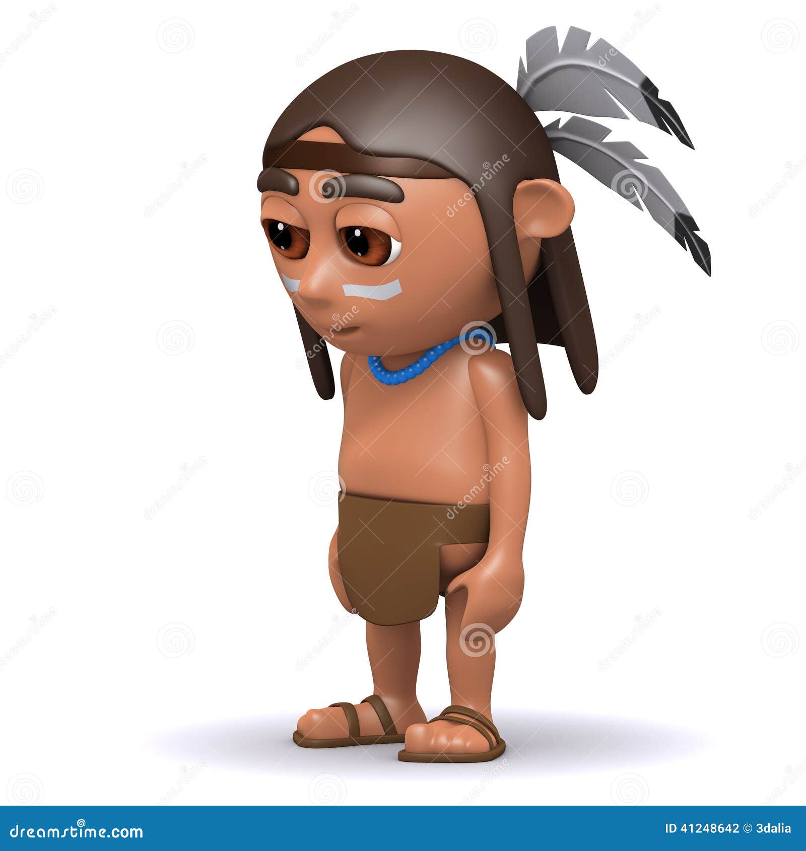 3d Native American Indian Looks Sad Stock Illustration - Illustration ...