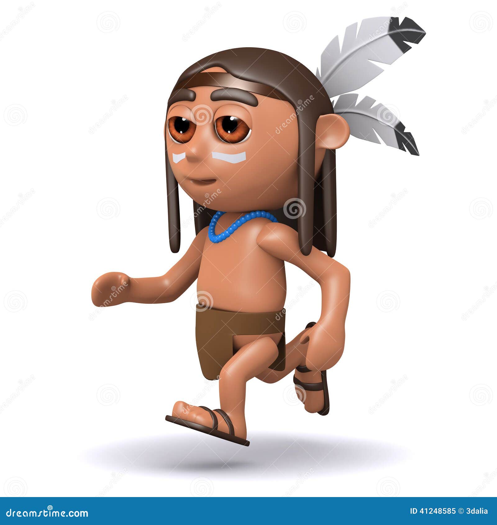 3d Native American Indian Running Stock Illustration - Illustration of ...