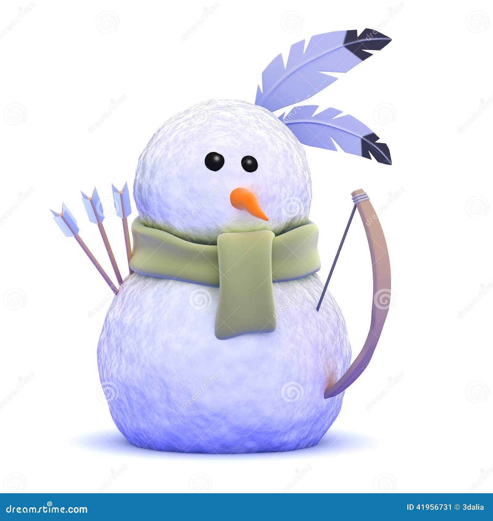 3d Native American Indian Snowman with Bow and Arrow Stock Illustration ...