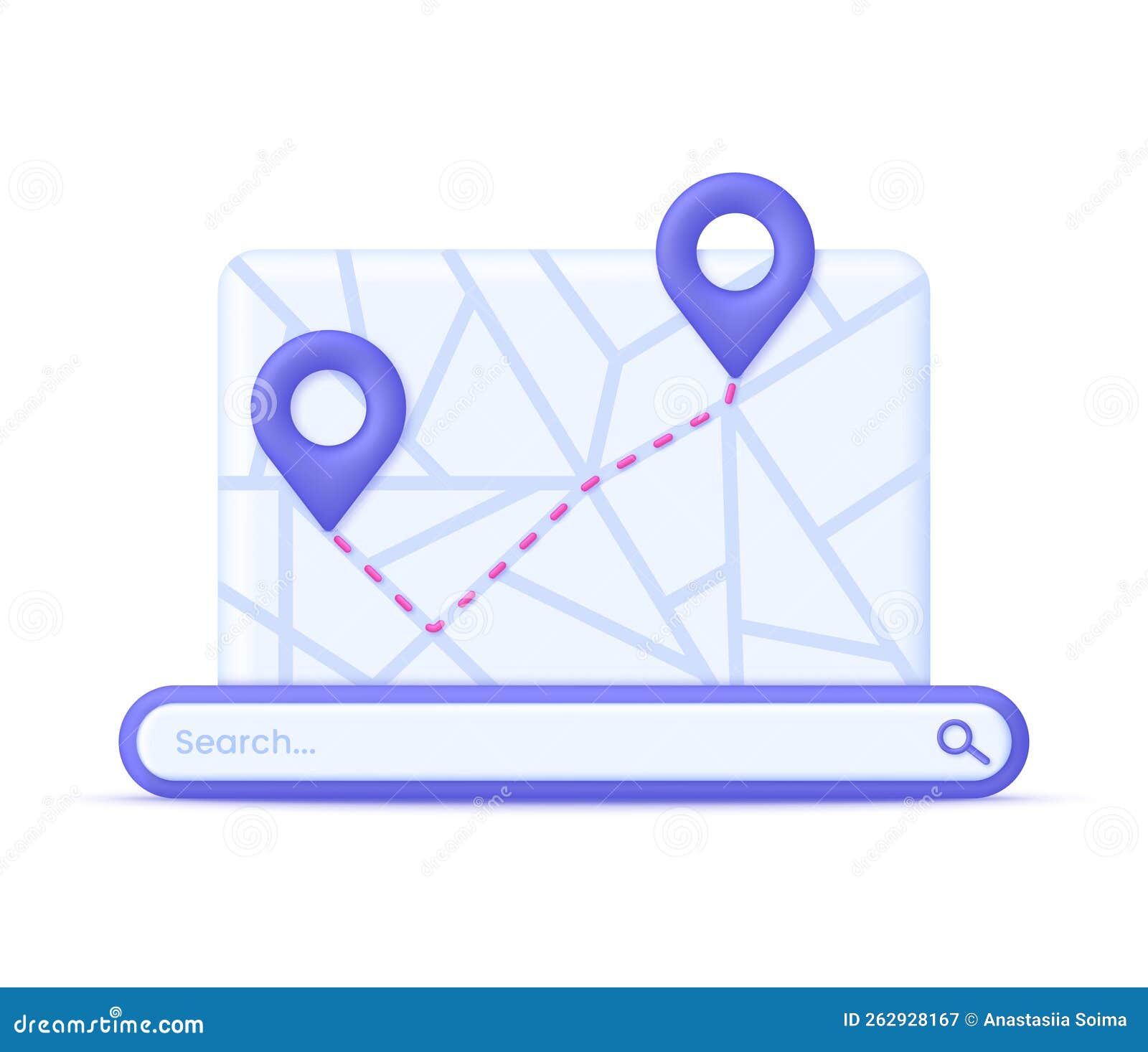 3D Navigation Concept and Internet Search Bar Technology. GPS Navigator ...