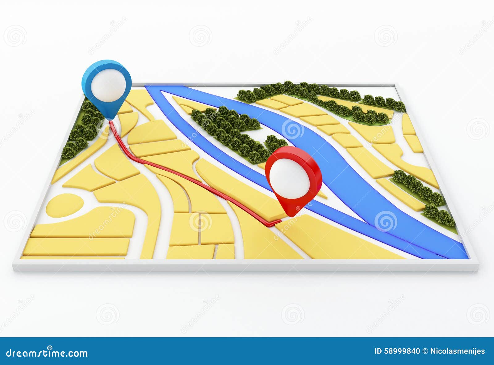 3d Navigator Map and Pointer Marker on City. Stock Illustration ...