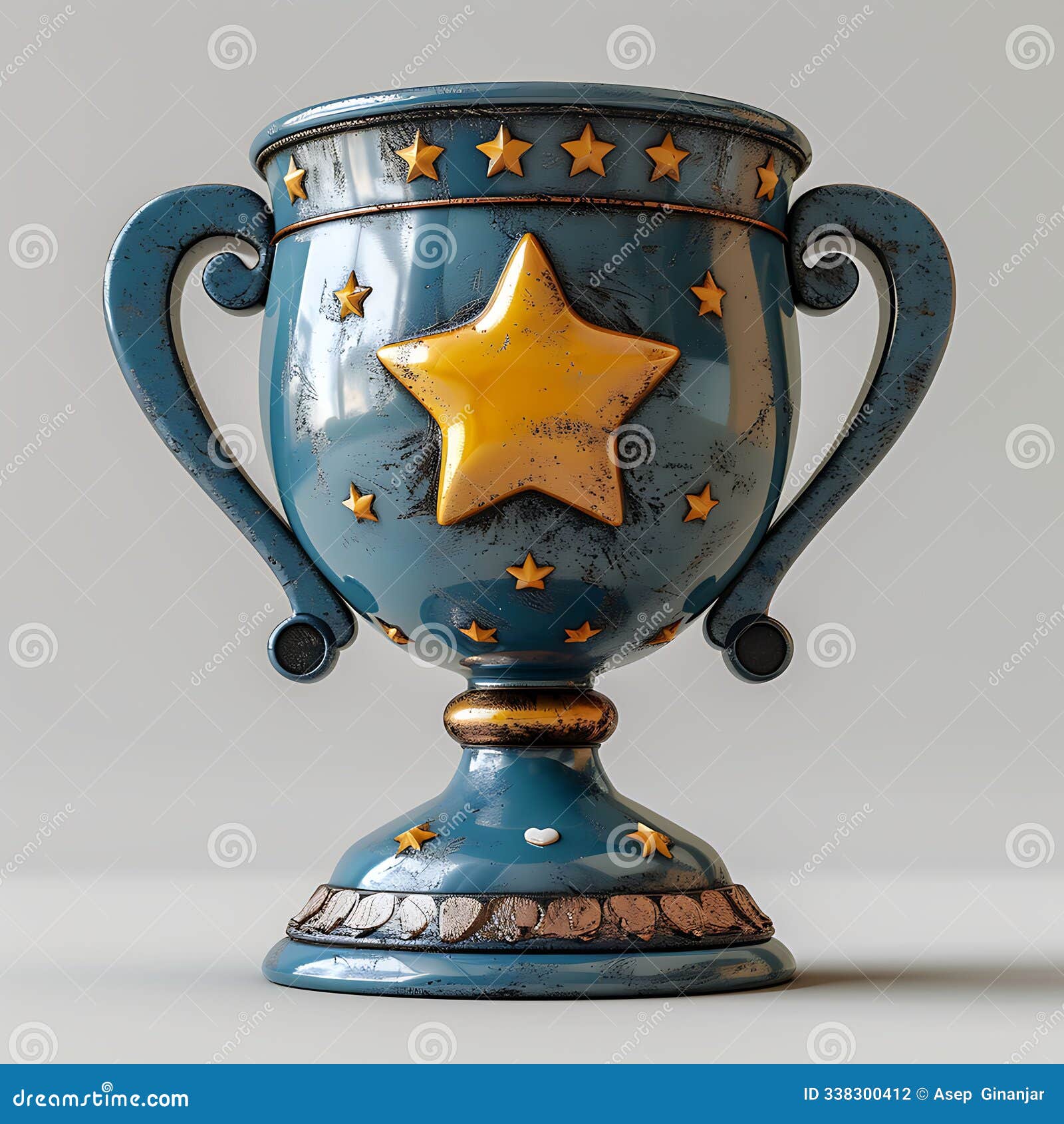 3D Navy Blue Trophy Cup with a Yellow Star Stock Illustration ...