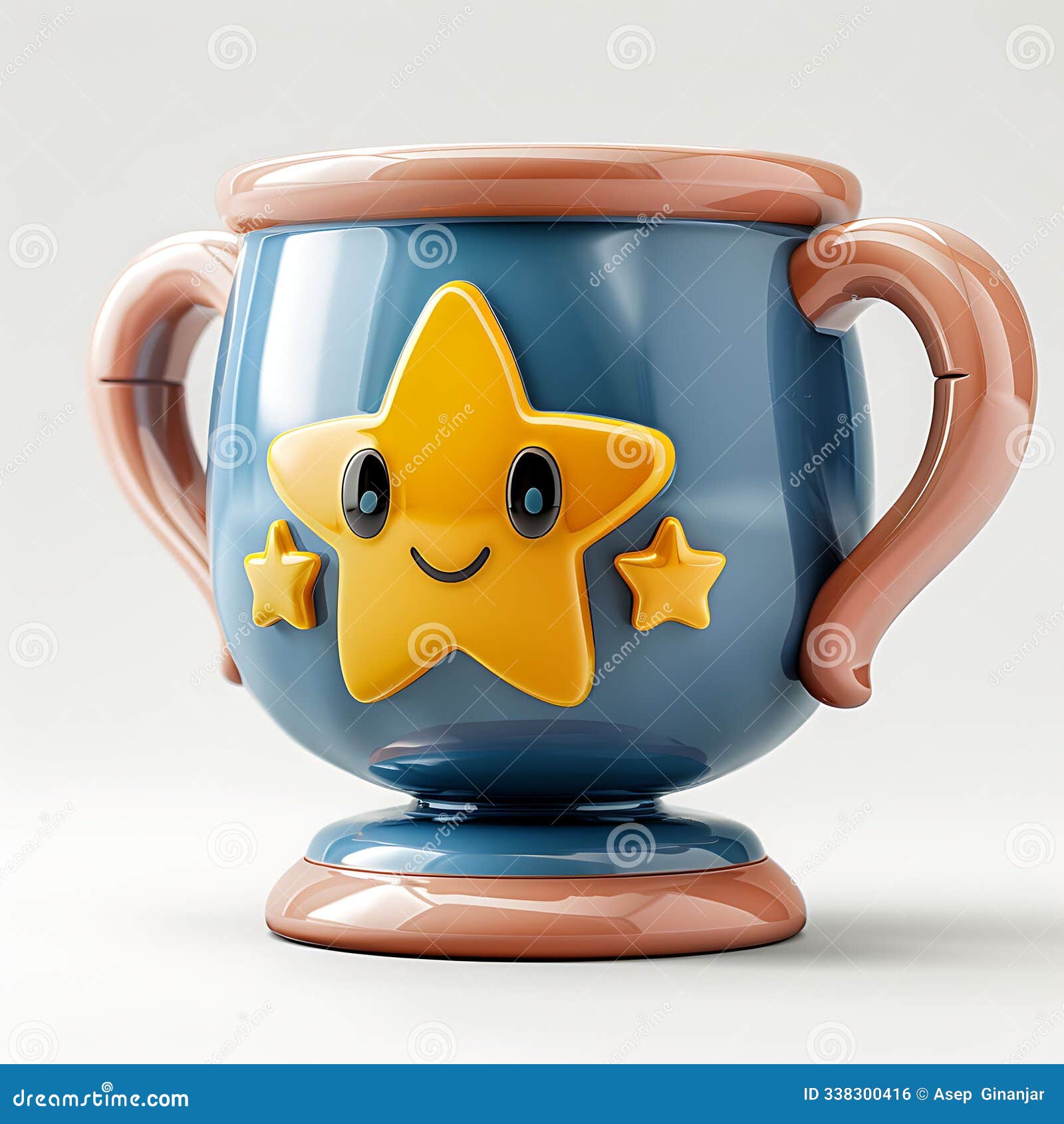 3D Navy Blue Trophy Cup with a Yellow Star Stock Illustration ...
